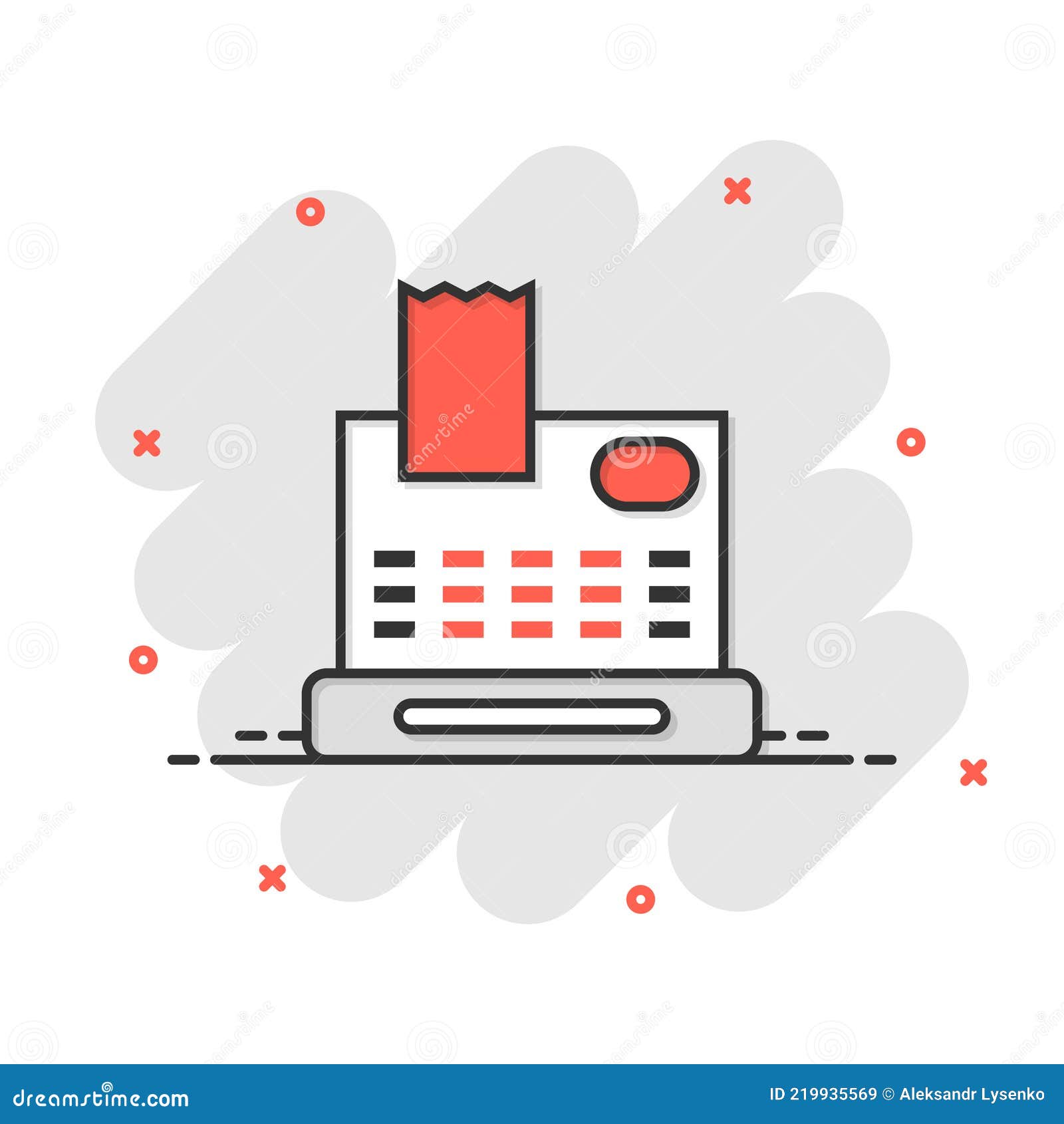 Cash Register Icon in Comic Style. Check Machine Cartoon Vector ...