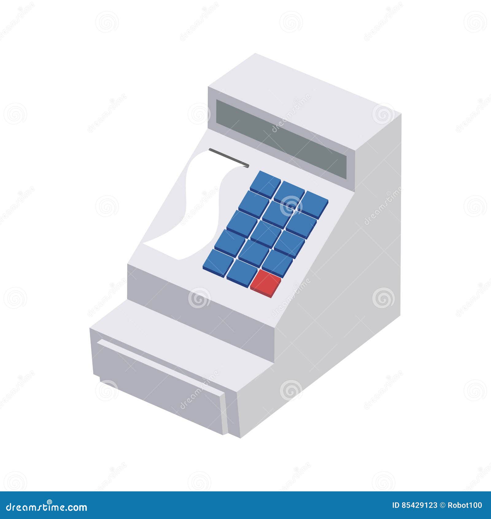 Cash Register Isolated. Financial Accessory Store on White Background ...