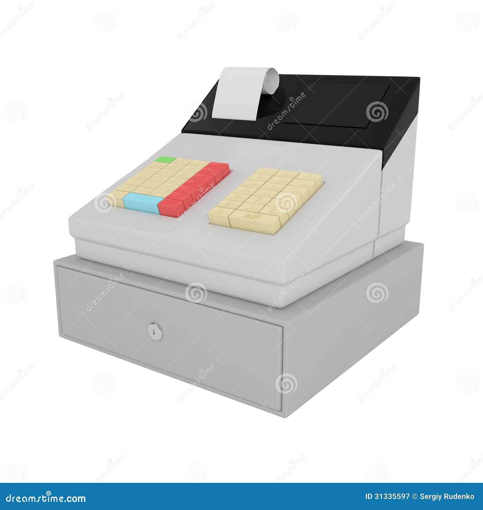 Cash Register Isolated on White Stock Illustration - Illustration of ...
