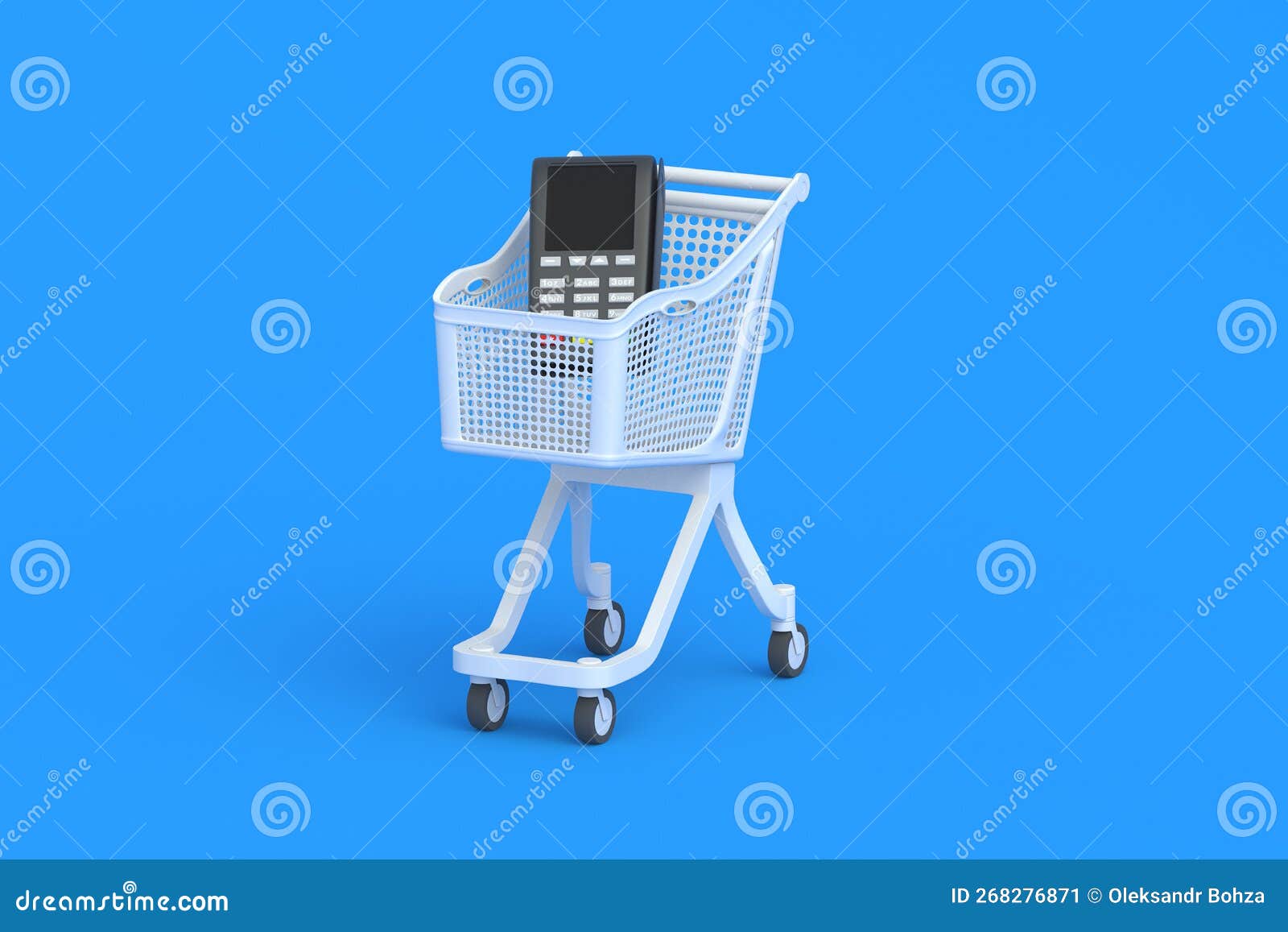 Cash Register in Market Cart Stock Illustration - Illustration of cash ...