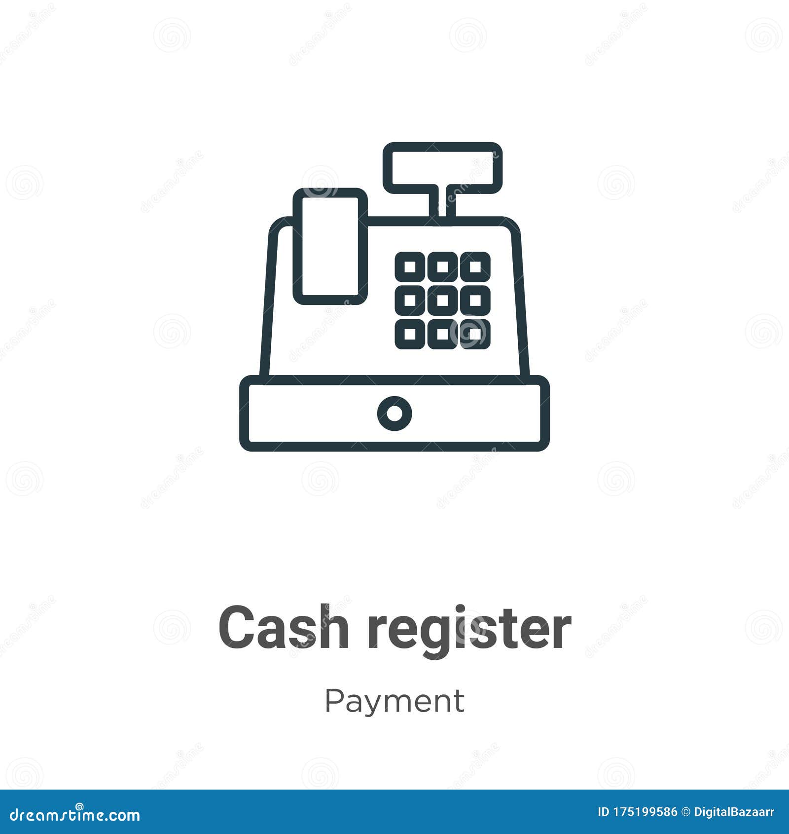 Cash Register Outline Vector Icon. Thin Line Black Cash Register Icon ...