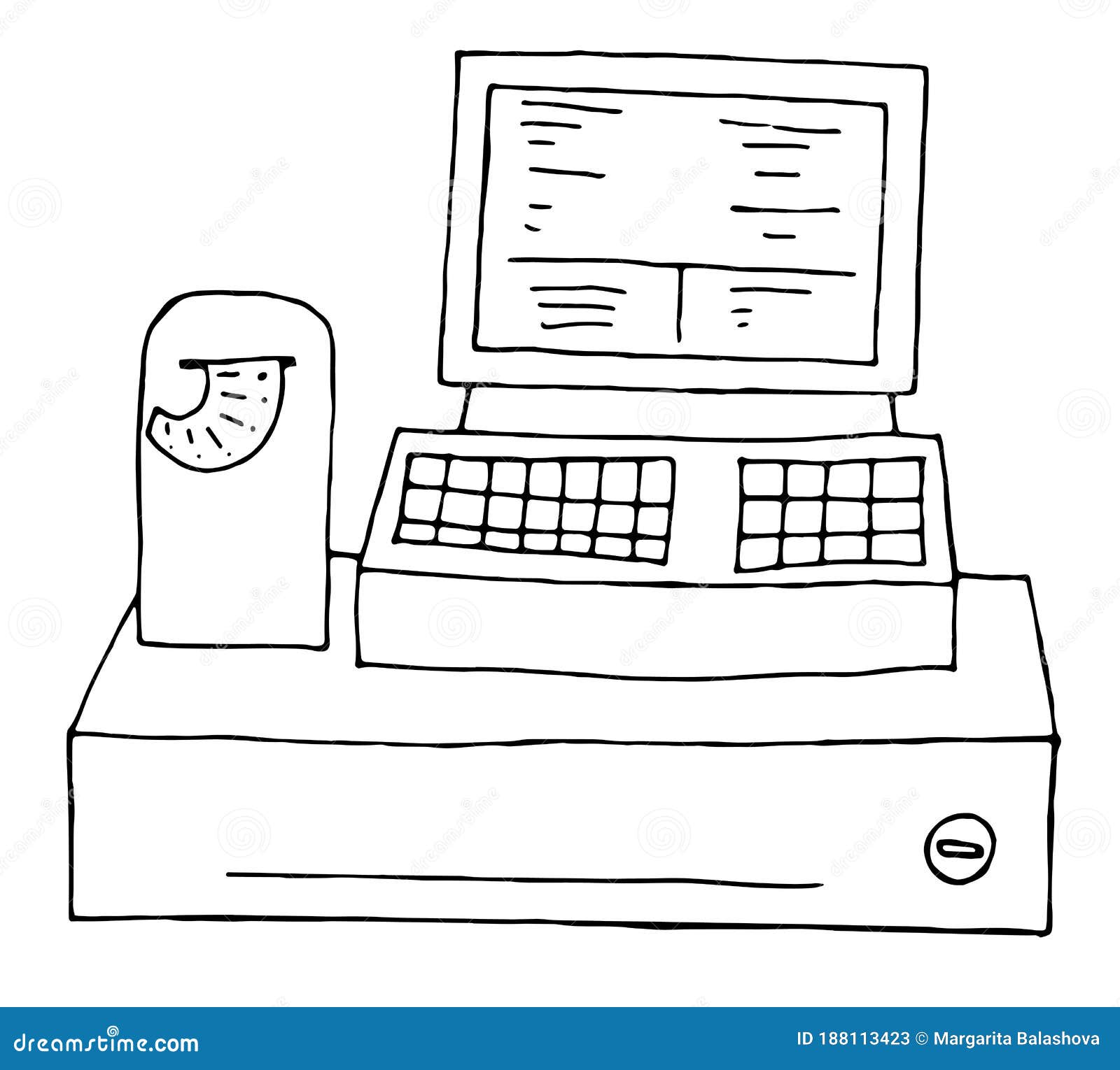 Cash Register with a Screen and a Keyboard in the Store, Vector Element ...