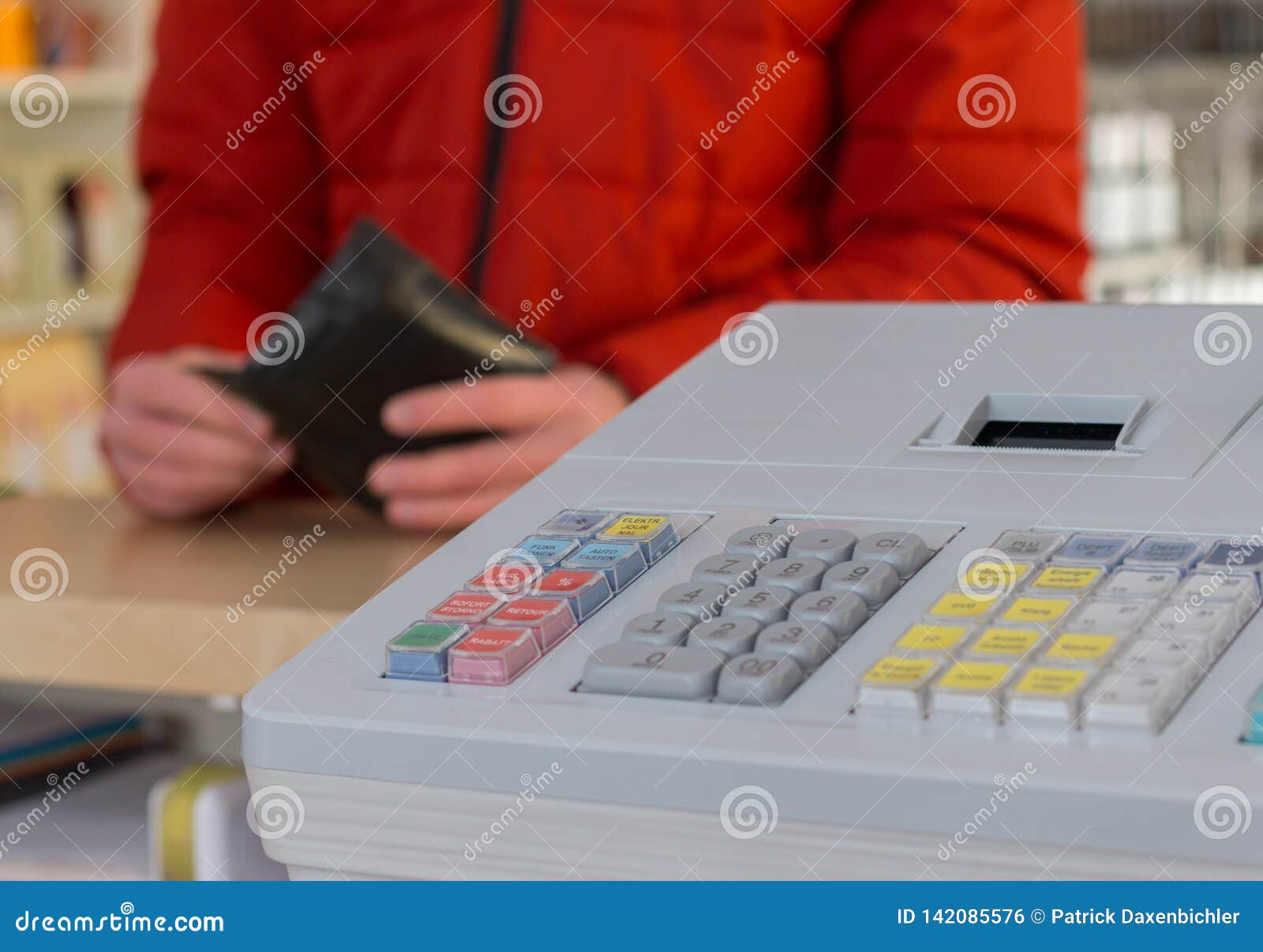 Cash Register in a Store: Customer is Paying Stock Photo - Image of ...