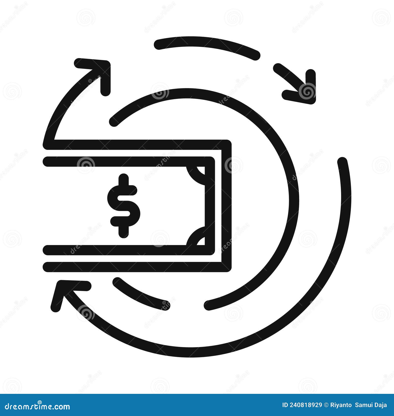 Cash Revenue Black and White Illustration Stock Vector - Illustration ...