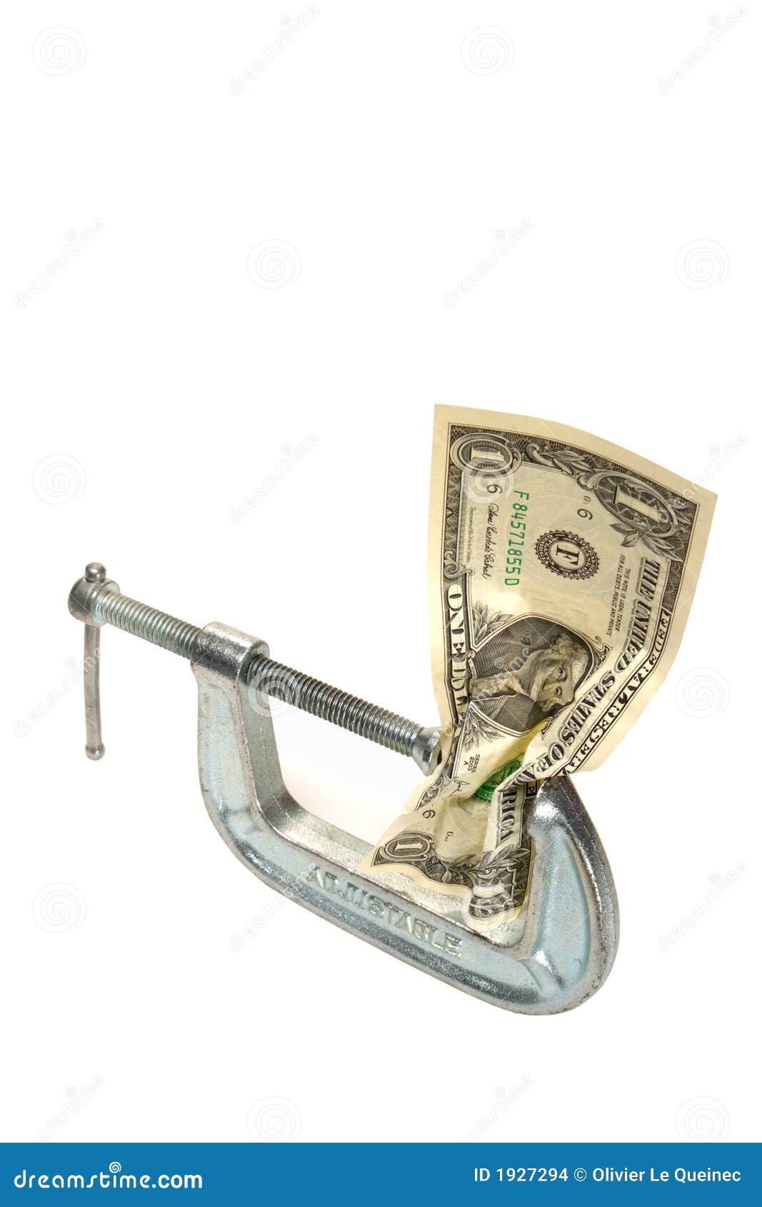 Cash Squeeze Dollar Bill Money in Adjustable Clamp Stock Photo - Image ...