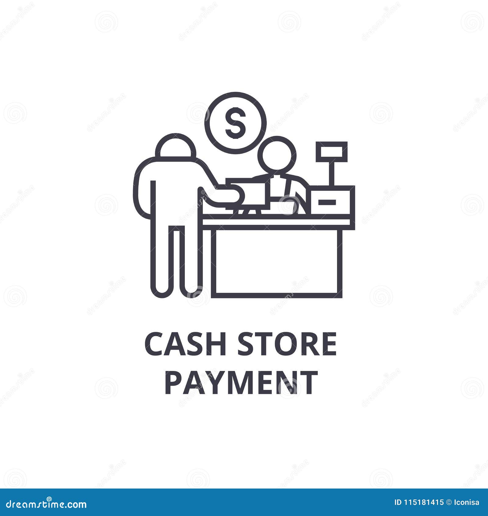Cash Store Payment Thin Line Icon, Sign, Symbol, Illustation, Linear ...