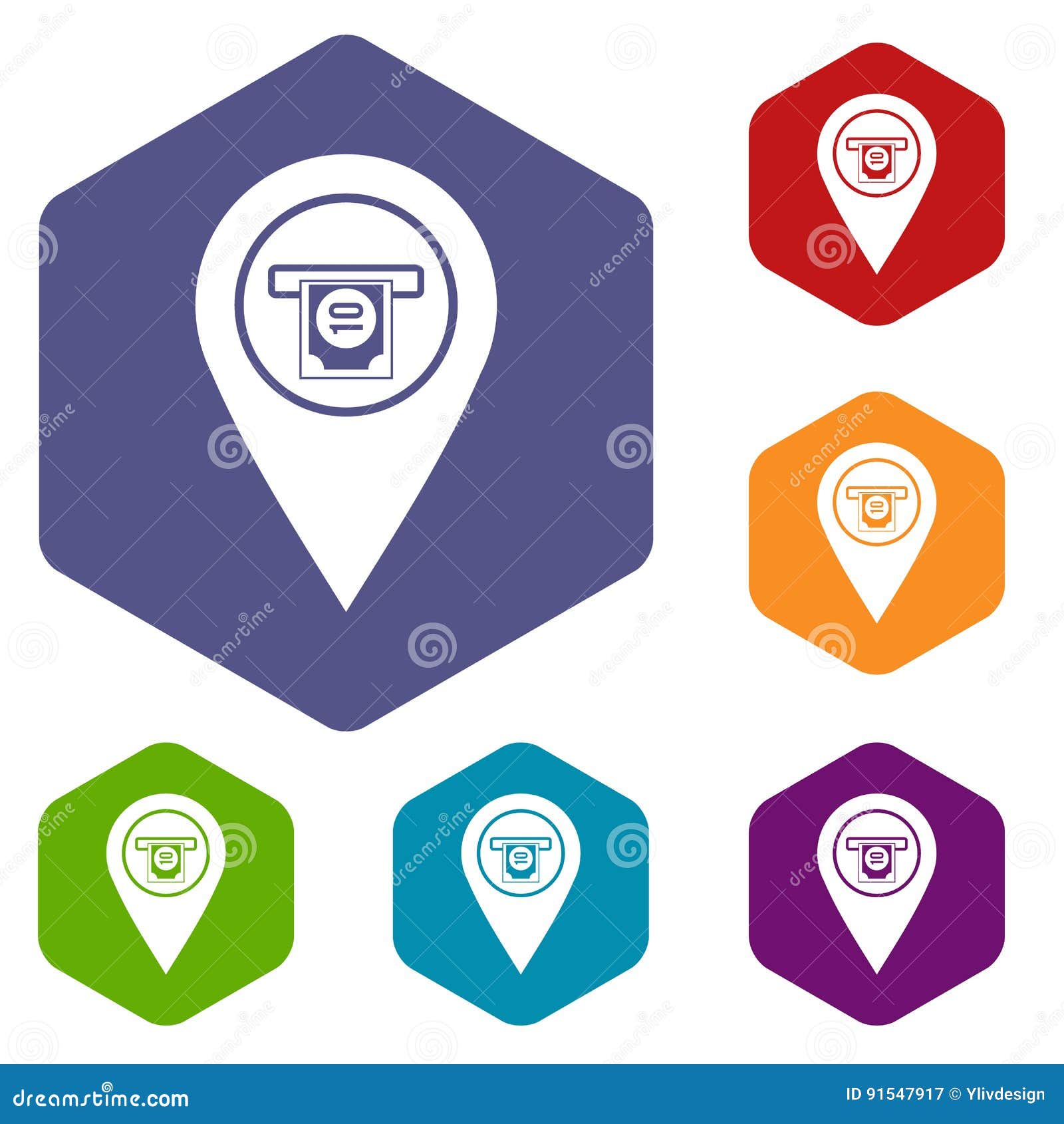 Cash Terminal Pointer Icons Set Hexagon Stock Vector - Illustration of ...