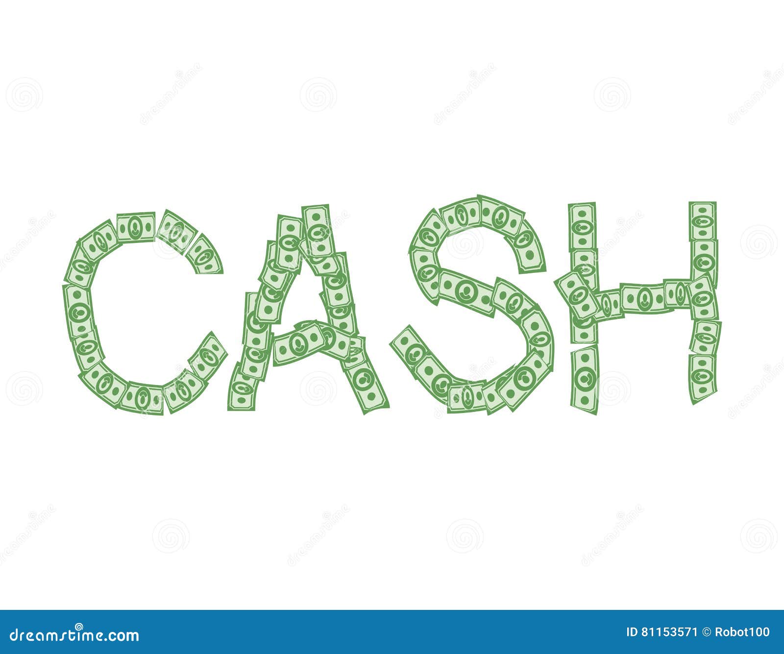 Cash text of money. stock vector. Illustration of bill - 81153571
