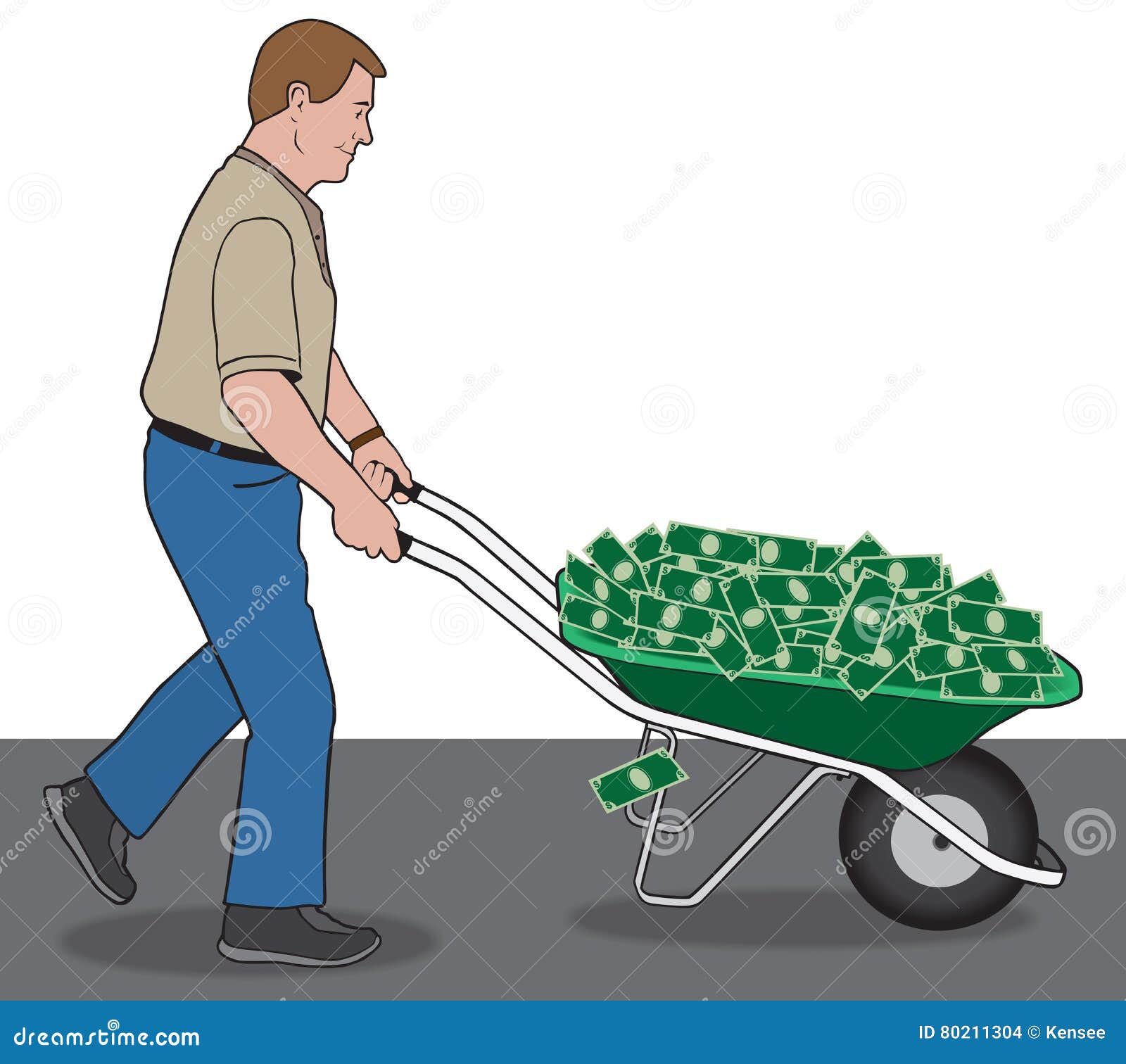 Cash in a Wheelbarrow stock vector. Illustration of legs - 80211304