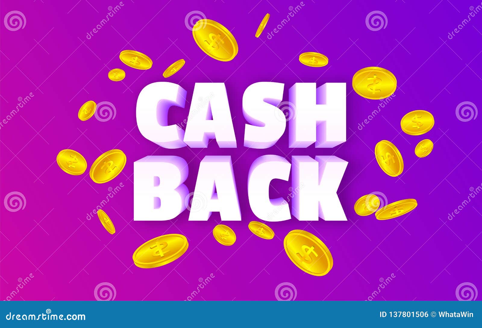Cashback with Coins on the Purple Background Stock Illustration ...