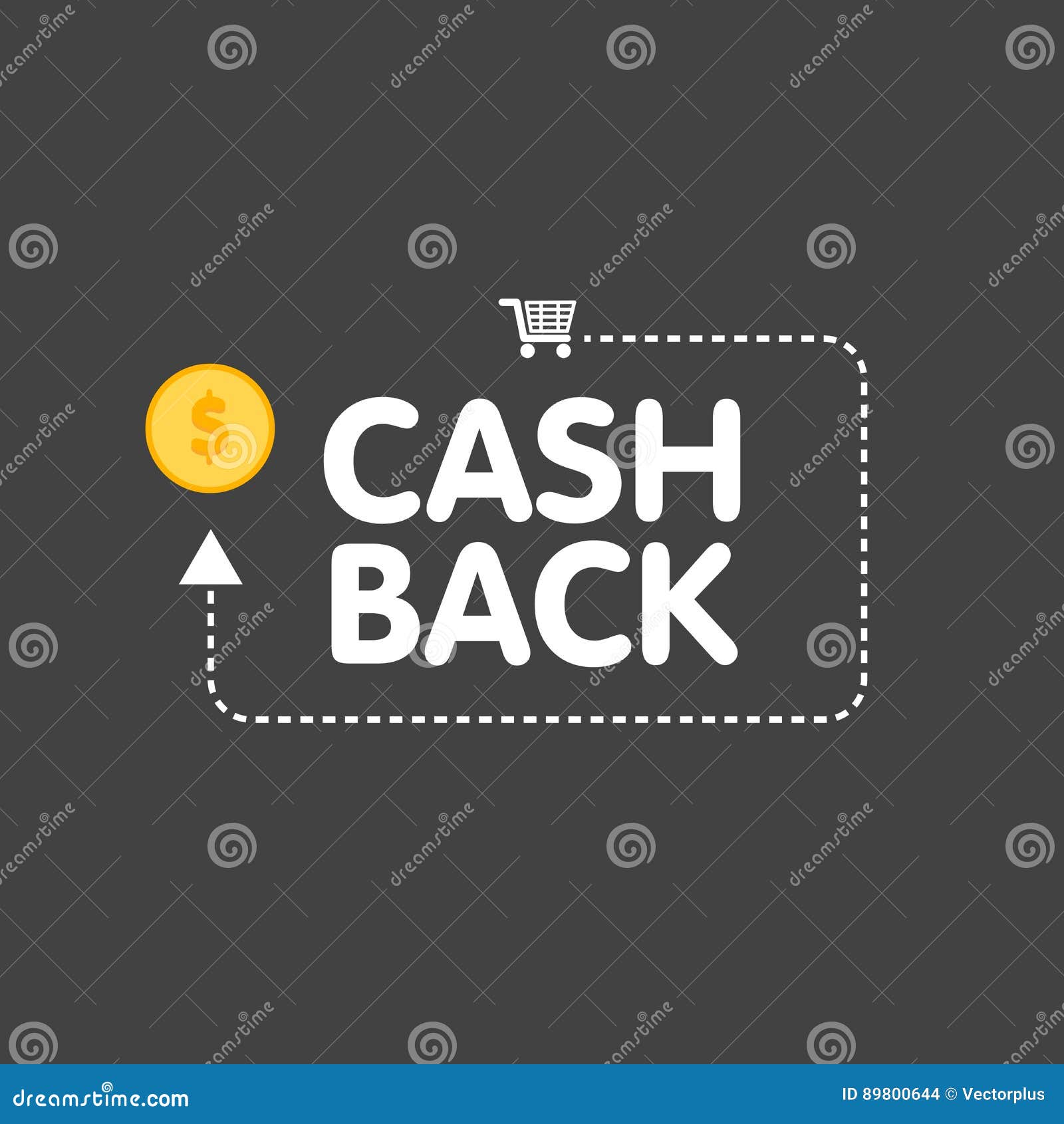 Cashback Logo Vector Illustration Coins And Arrow On Gray Background ...