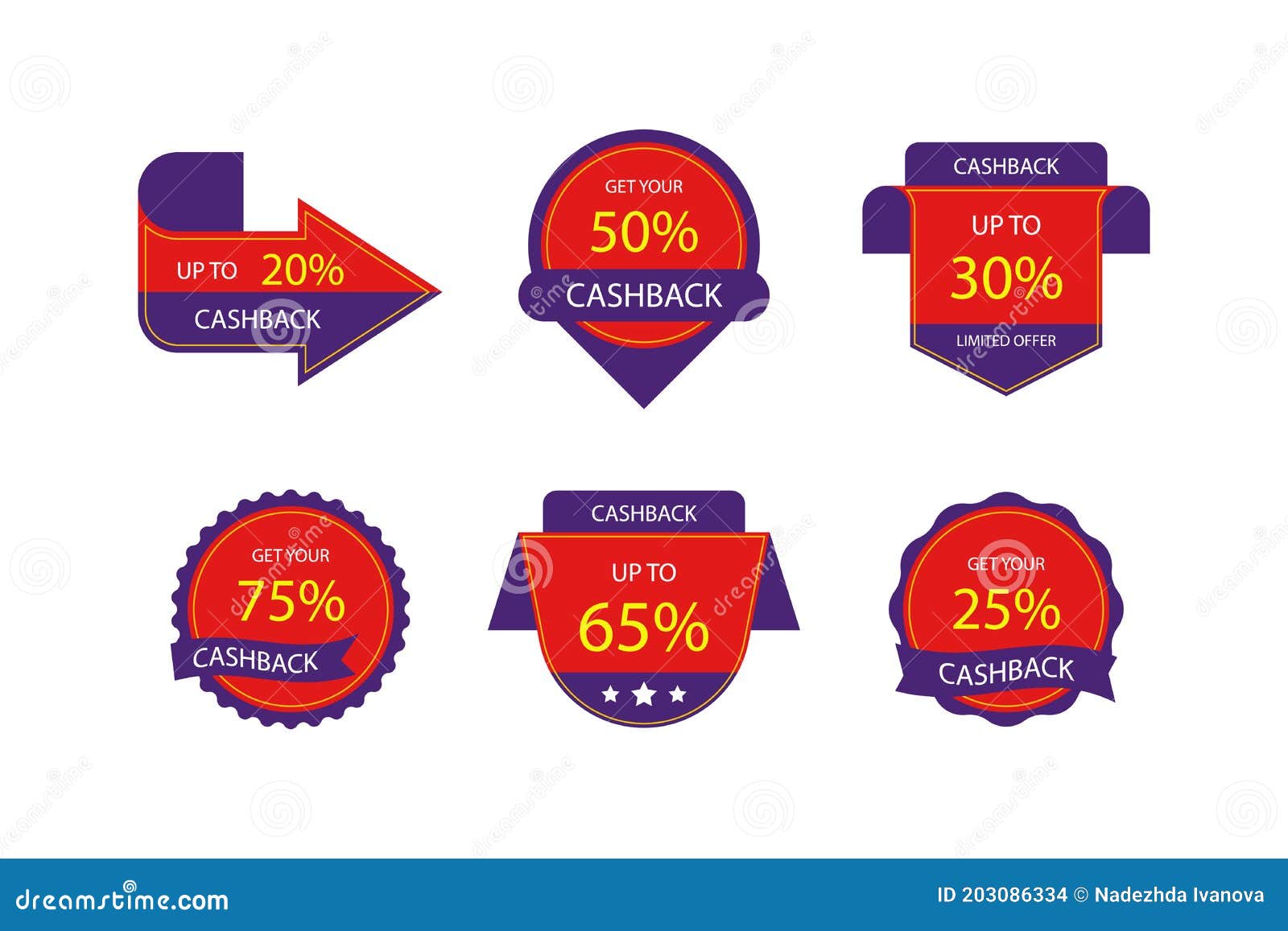 Cashback Labels with Special Discounts Vector Illustration Stock ...