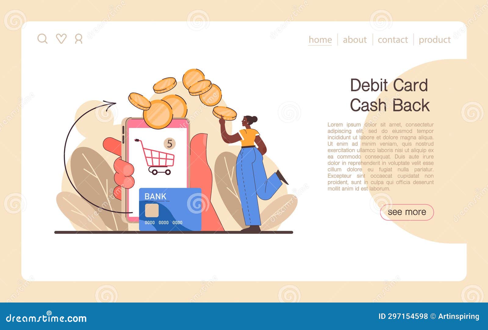 Cashback Loyalty Program Web Banner or Landing Page. Client Retention ...