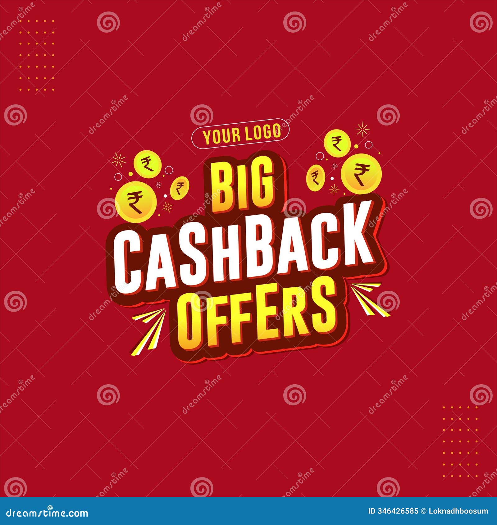Red Abstract Bg Cash Back Offers Label Unit Vector Design Stock ...
