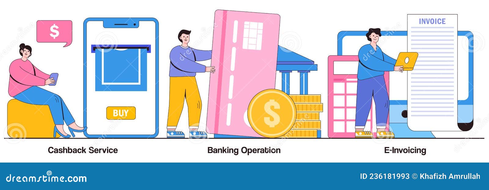Cashback Service, Banking Operation, E-invoicing Concept with Tiny ...