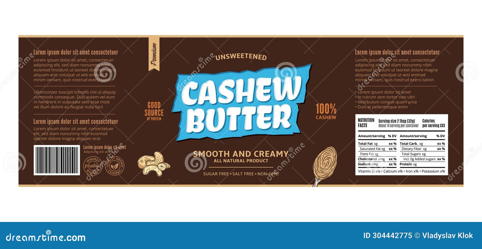 Cashew Butter Label and Packaging Design Template Stock Vector ...