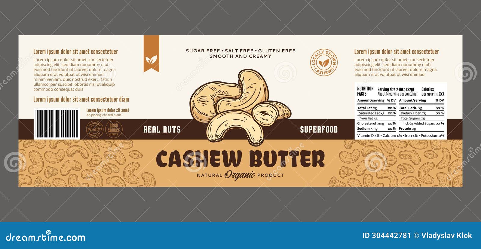 Cashew Butter Label and Packaging Design Template Stock Vector ...