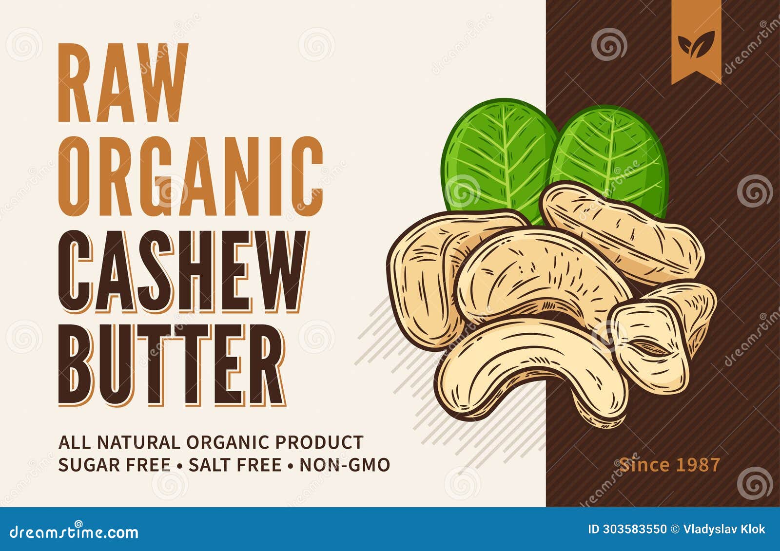 Cashew Butter Label and Packaging Design Template Stock Vector ...