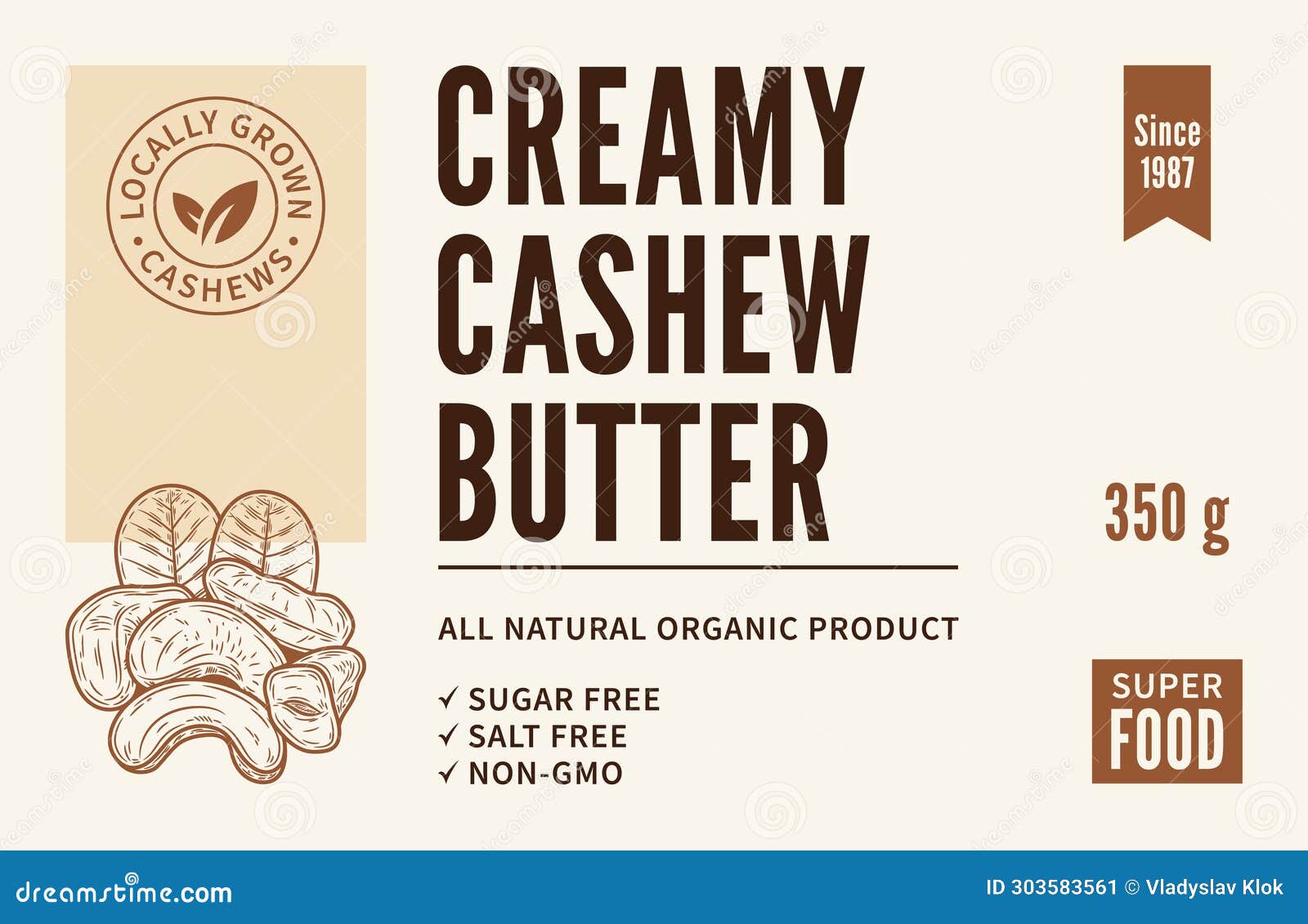 Cashew Butter Label and Packaging Design Template Stock Vector ...