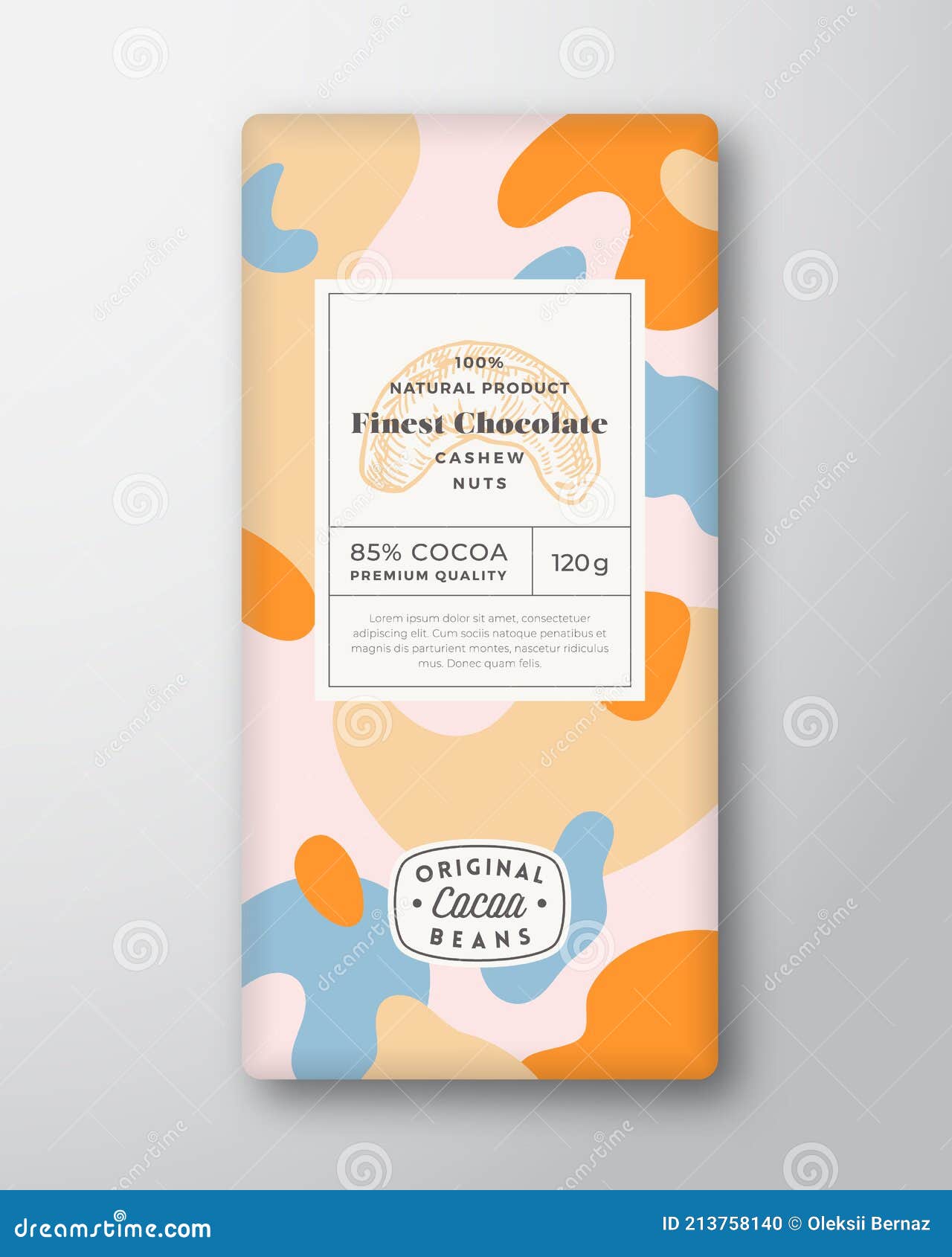 Chocolate Label Template With Cocoa Beans Pattern Seamless With Cacao ...