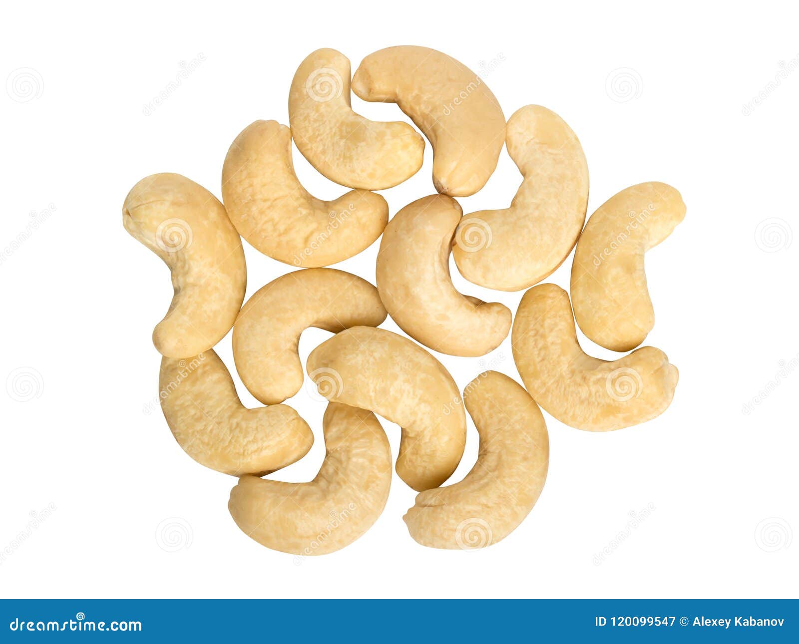 Cashew Isolated on White Background Close Up, Top View Stock Image ...