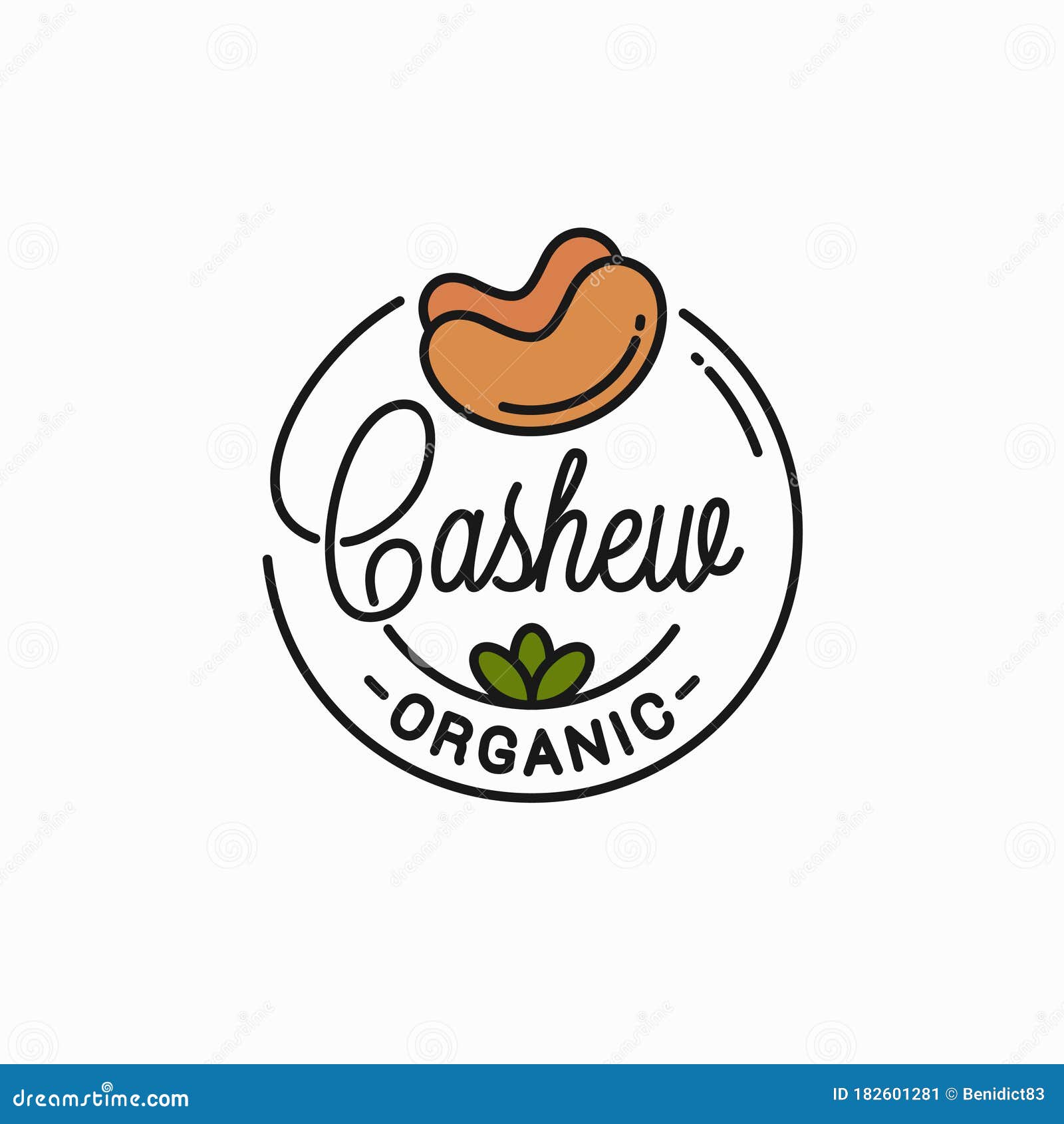 Cashew Nut Logo. Round Linear of Cashew on White Stock Vector ...