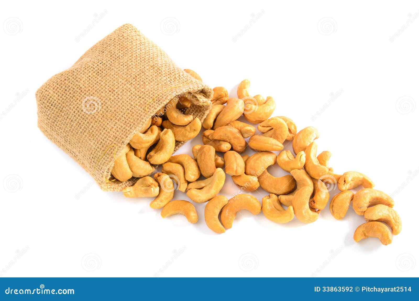 Cashew nuts in a sack stock photo. Image of healthy, delicious - 33863592