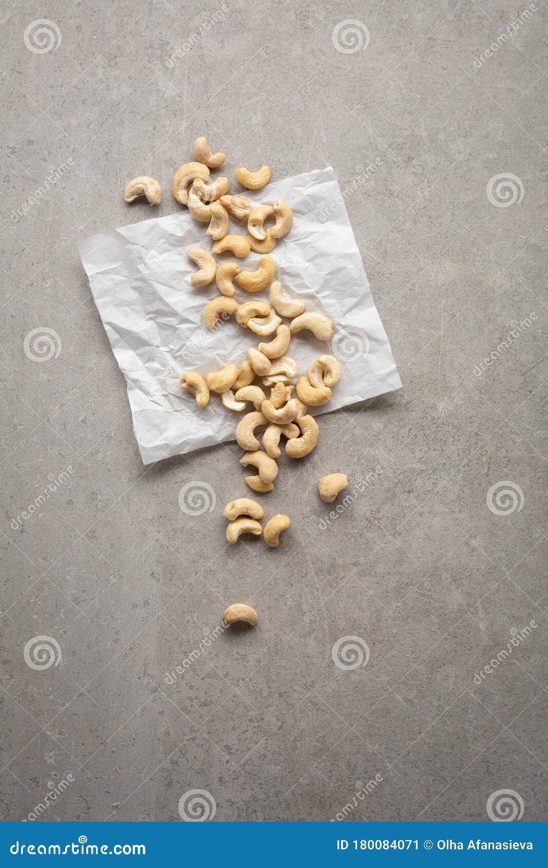 Cashew Nuts on White Paper Top View Stock Image - Image of natural ...