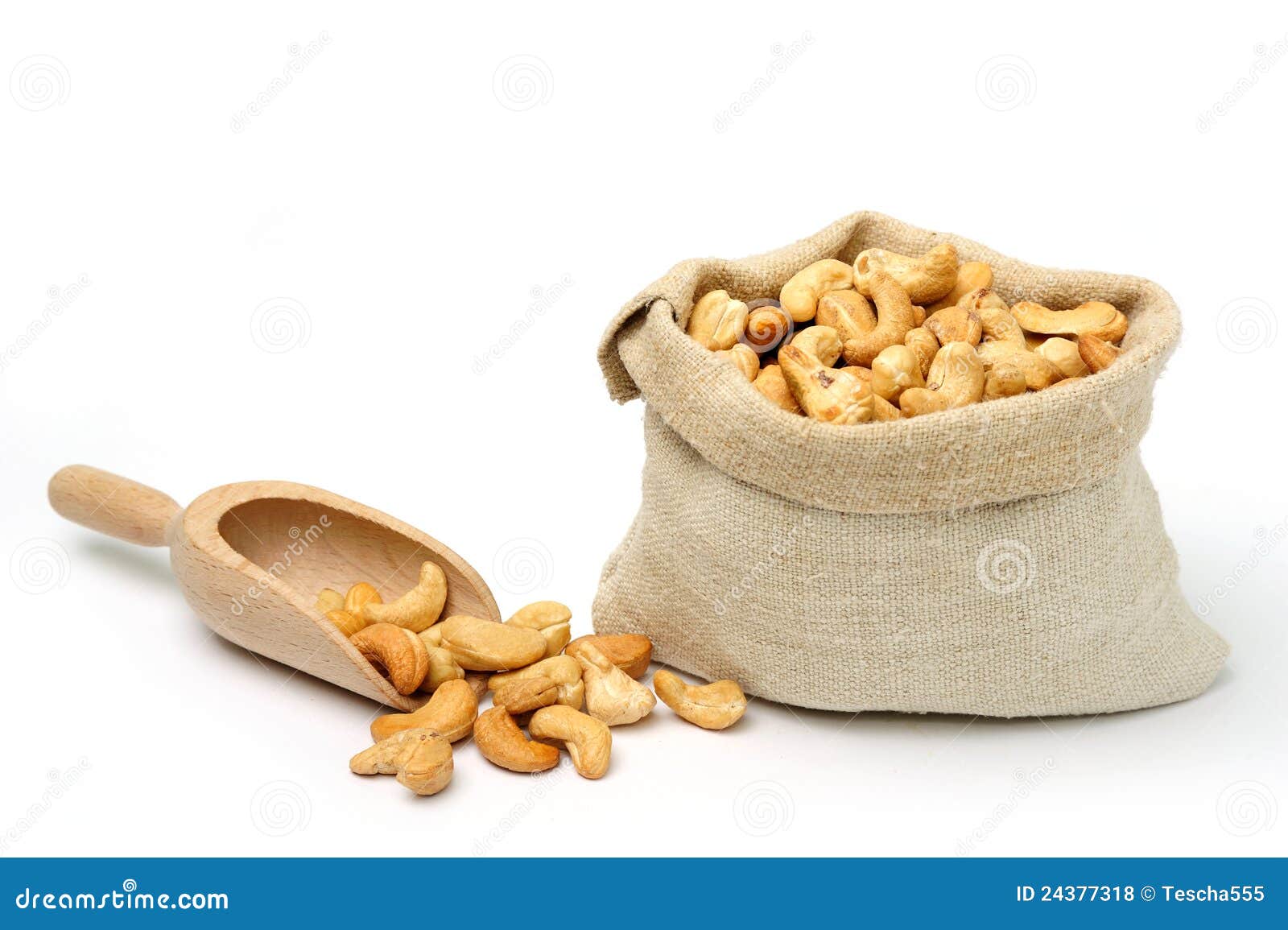 Cashew in a sack stock photo. Image of scoop, healthy - 24377318