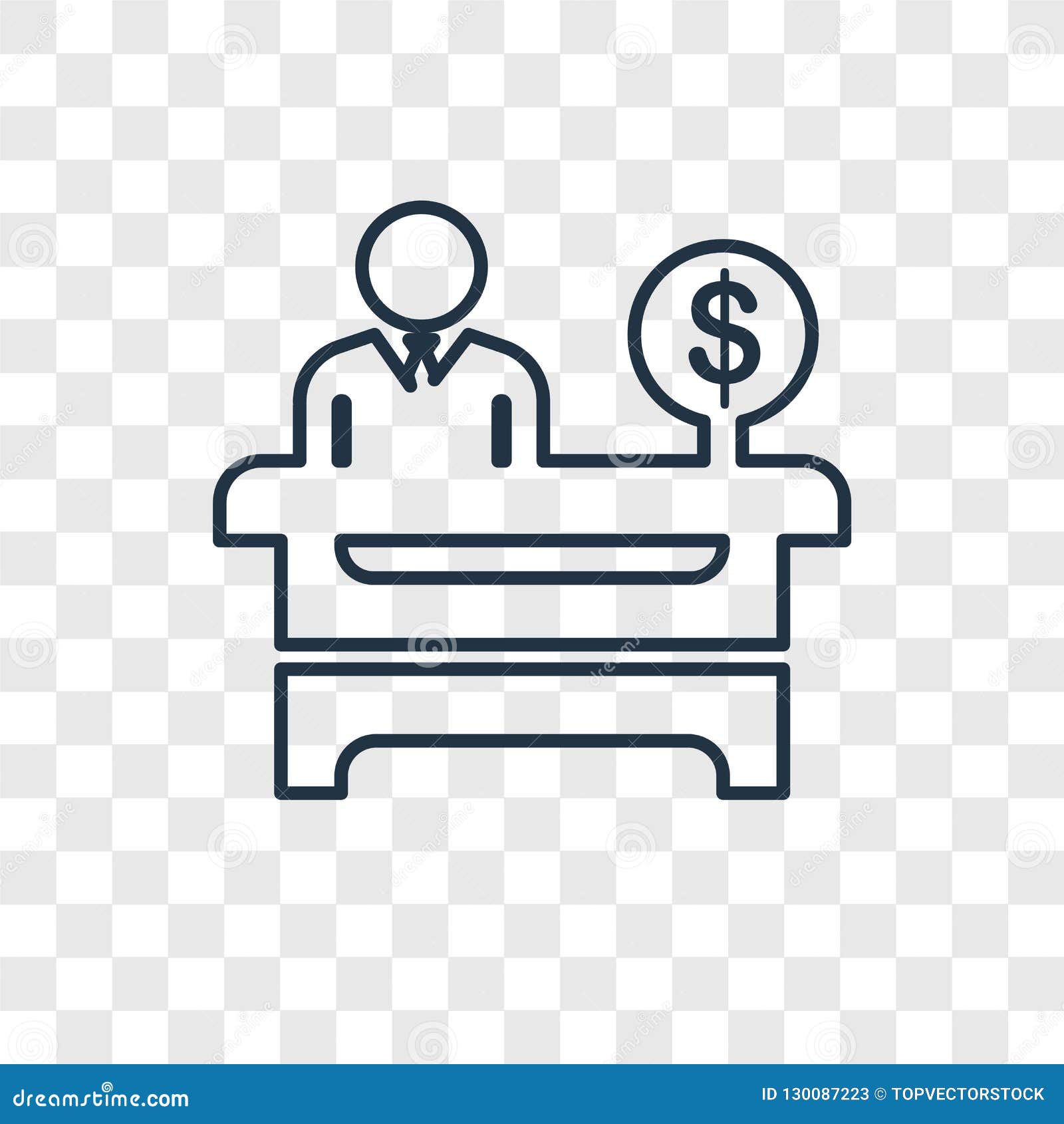 Cashier Concept Vector Linear Icon Isolated on Transparent Background ...