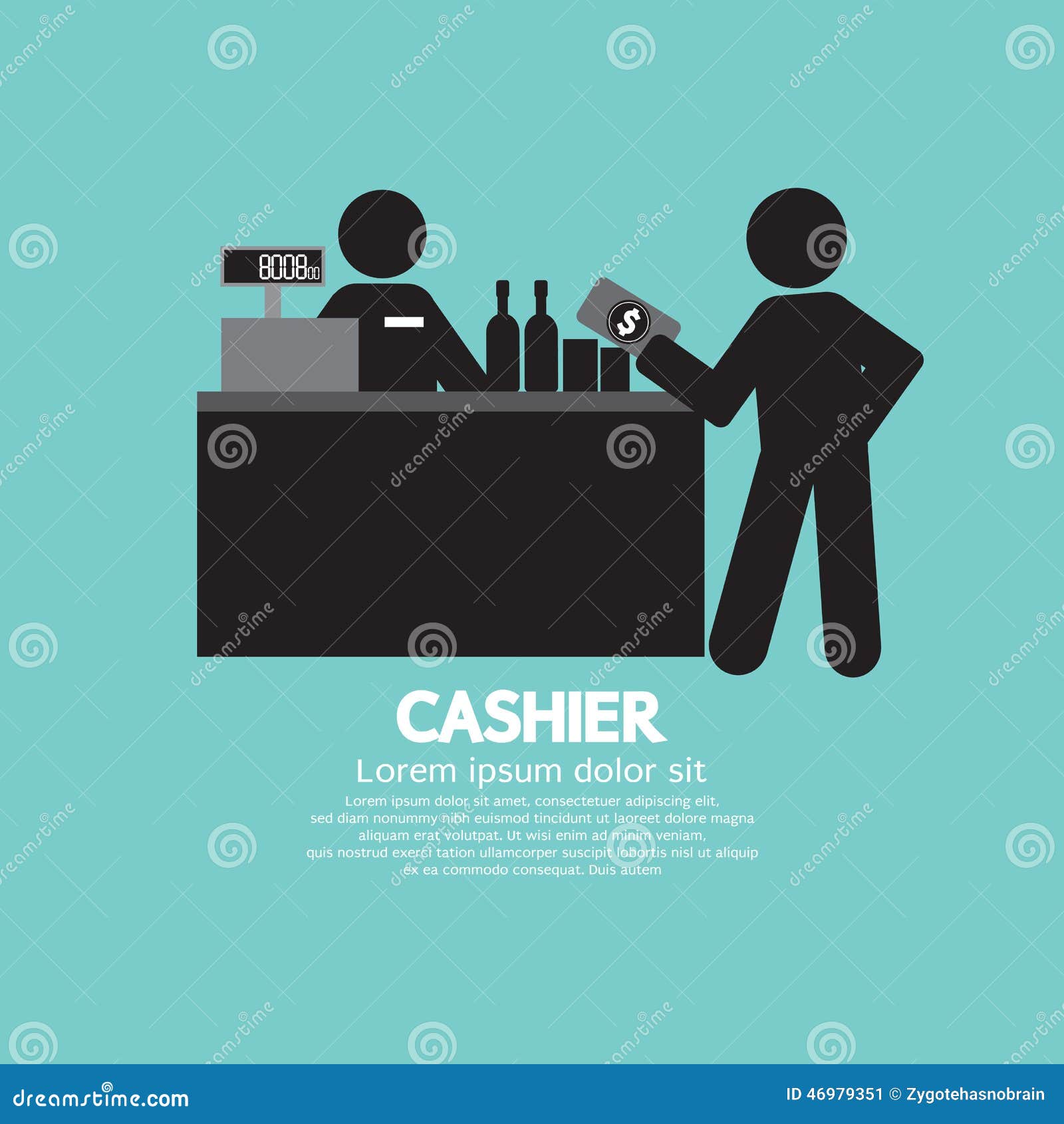Cashier with Customer Graphic Symbol Stock Vector - Illustration of ...
