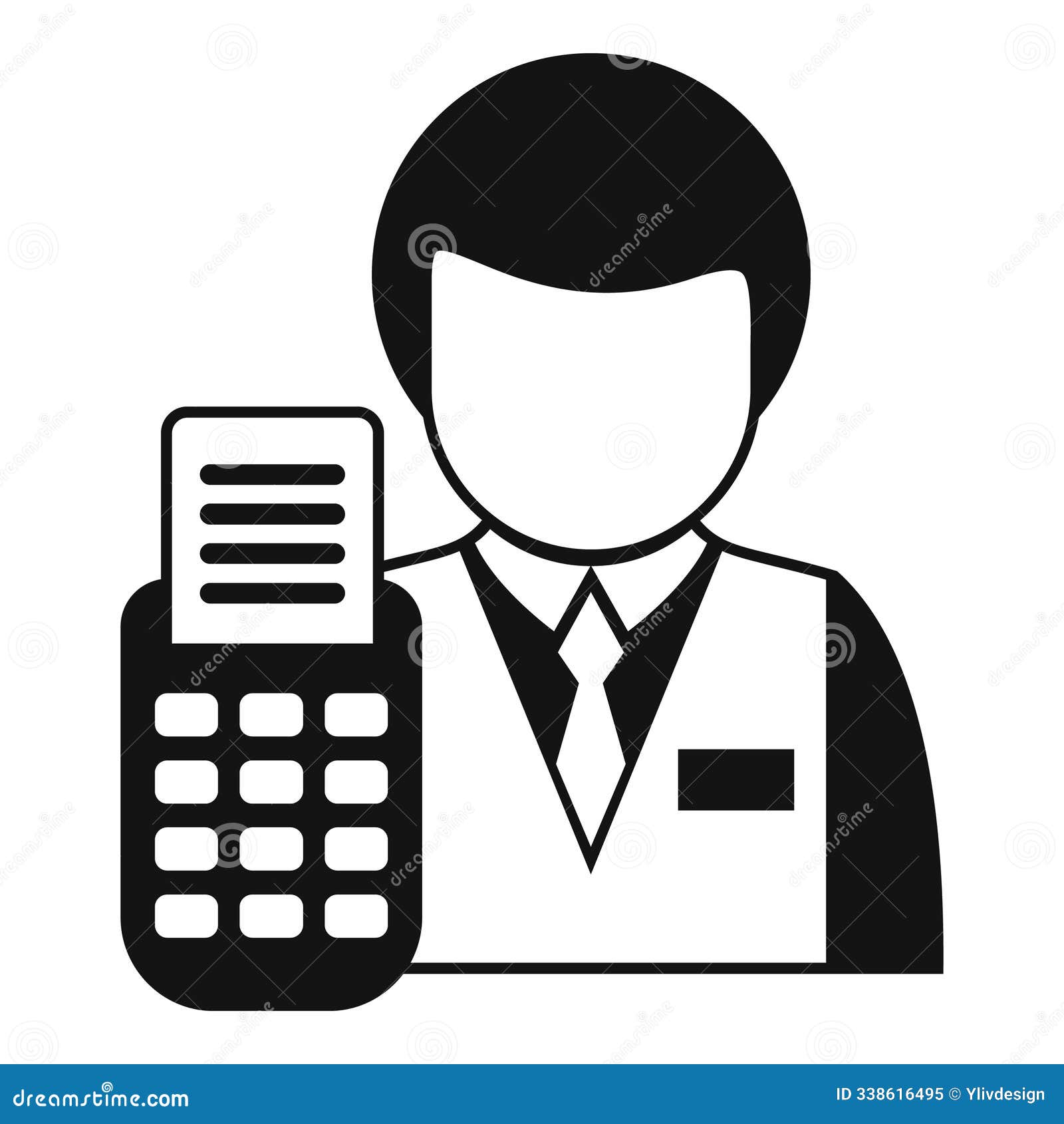 Cashier Holding Pos Terminal with Printed Receipt Stock Illustration ...