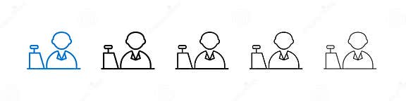 Cashier Line Icon Isolated on White Background Stock Vector ...