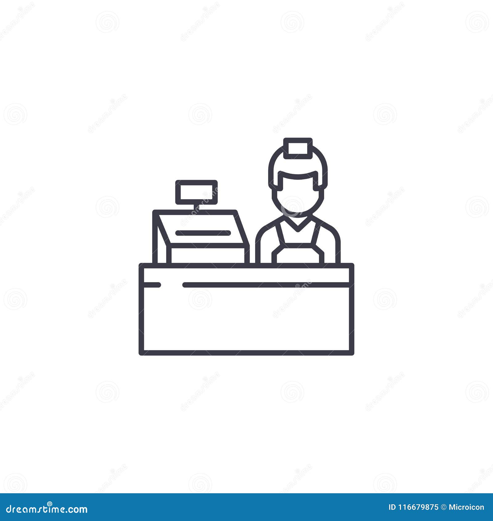 Cashier Linear Icon Concept. Cashier Line Vector Sign, Symbol ...