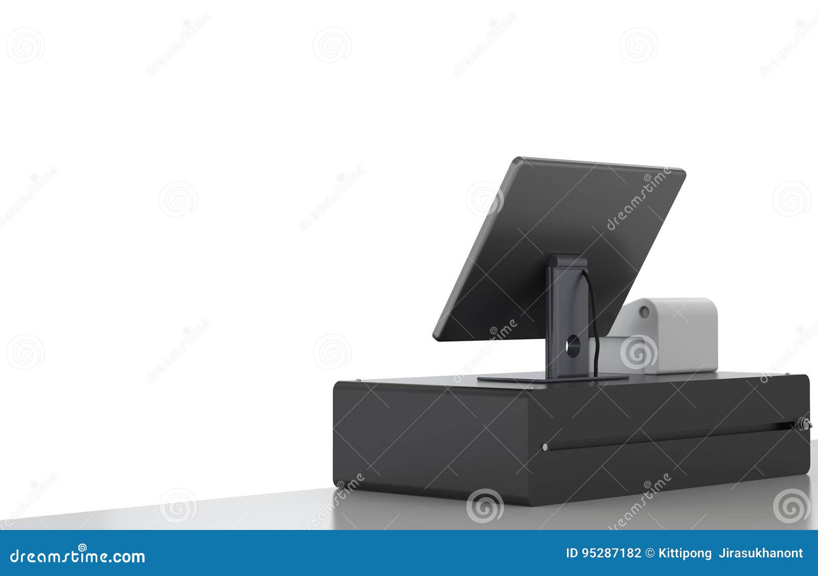 Cashier Machine Touch Screen With Blank Screen In Modern Cafe. Stock ...