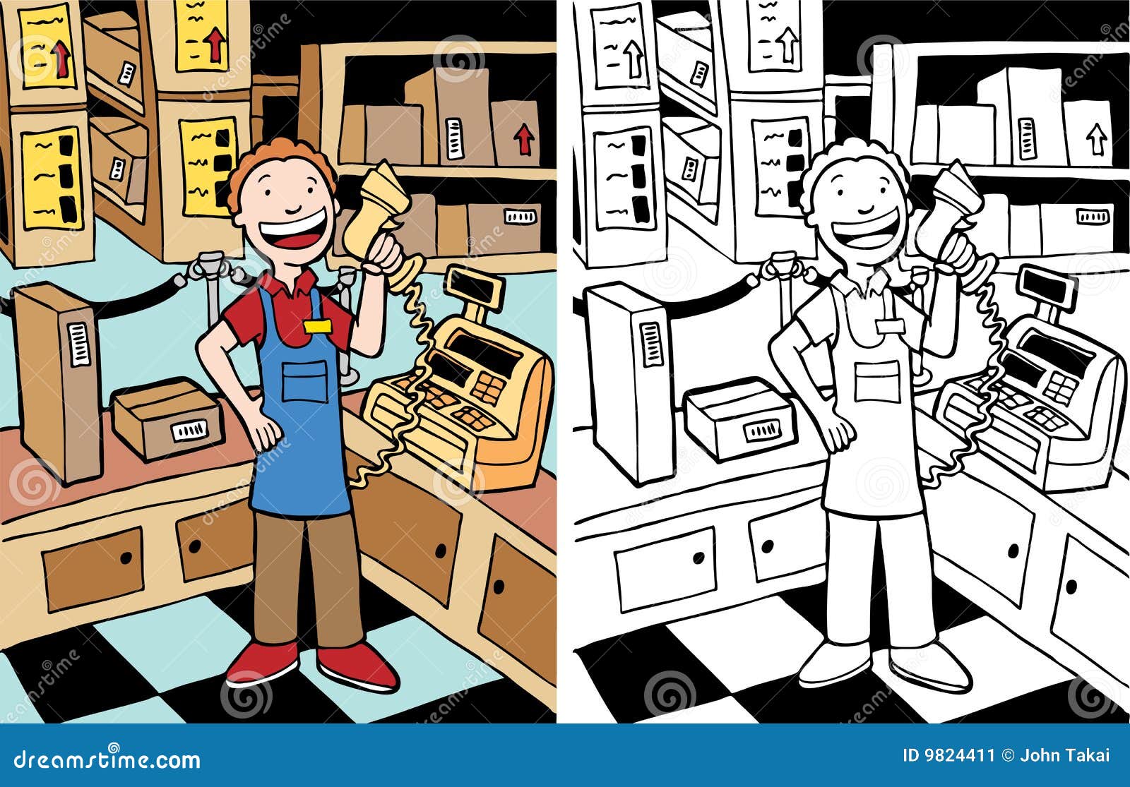 Cashier Man Cartoon Vector | CartoonDealer.com #9824411