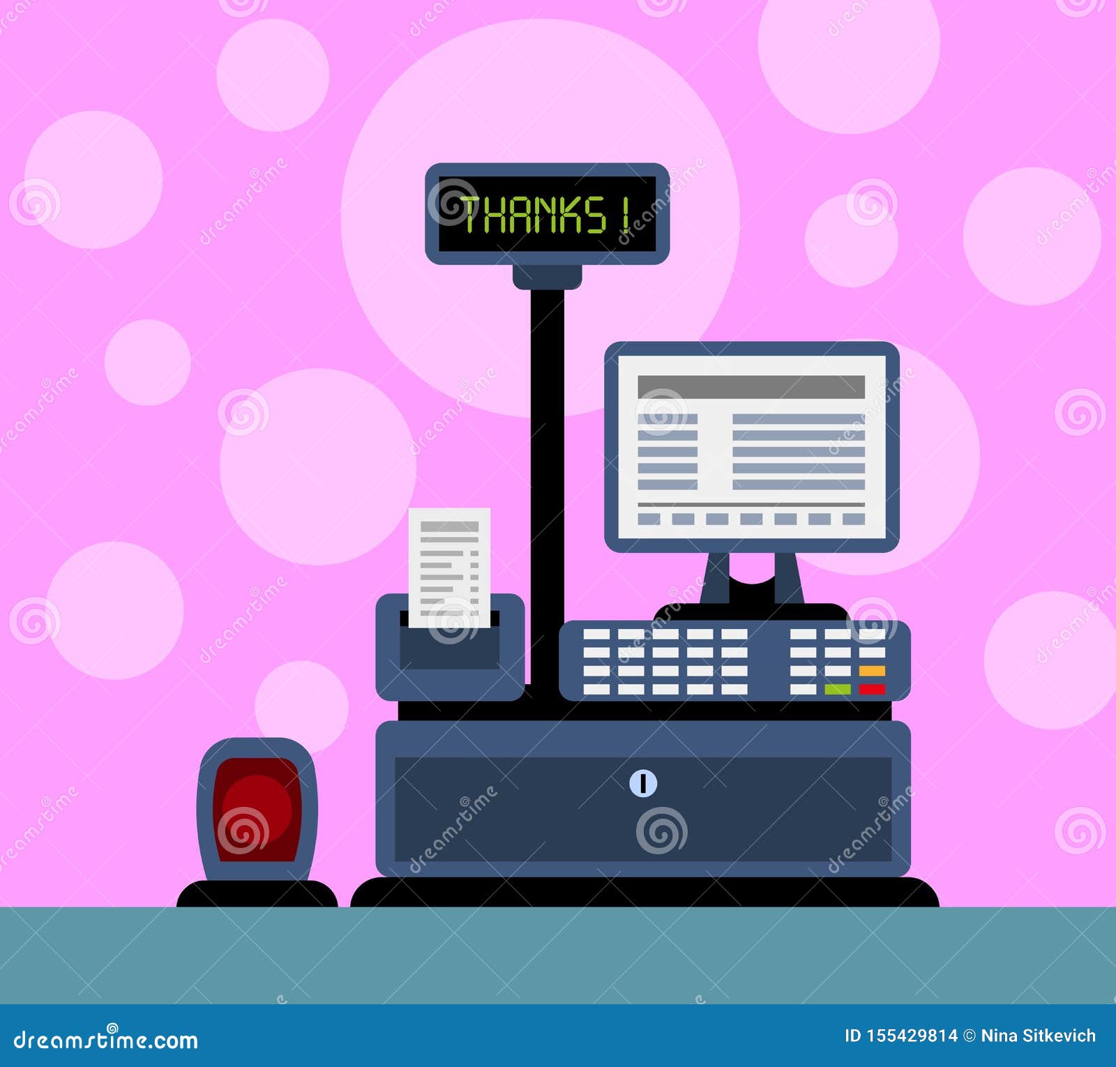 Cashier Modern Device Concept Background, Flat Style Stock Vector ...