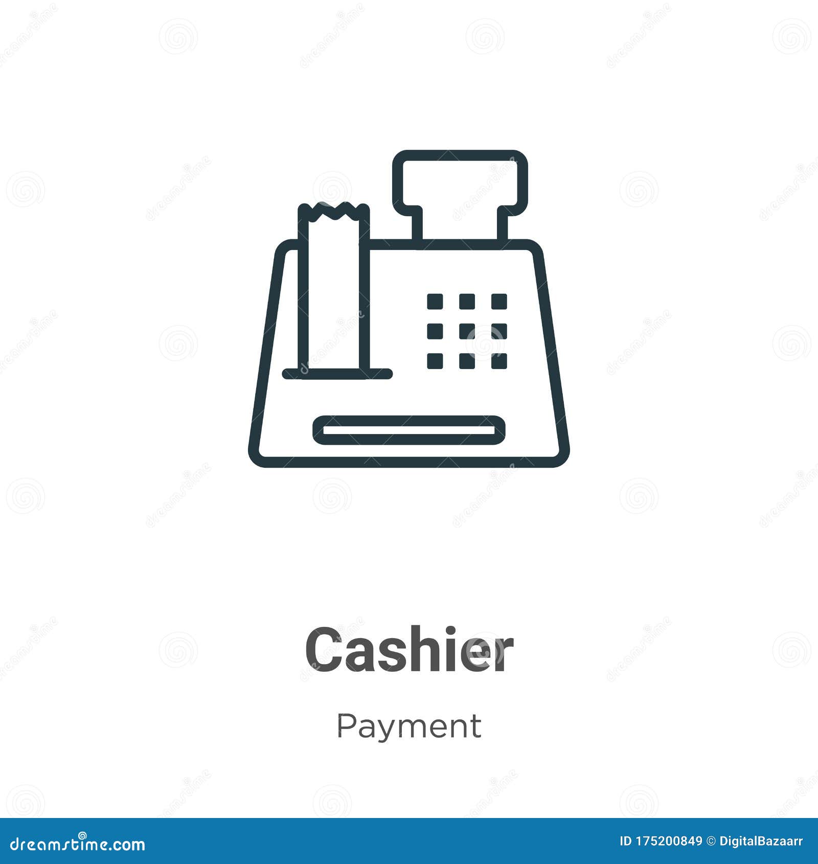Cashier Outline Vector Icon. Thin Line Black Cashier Icon, Flat Vector ...