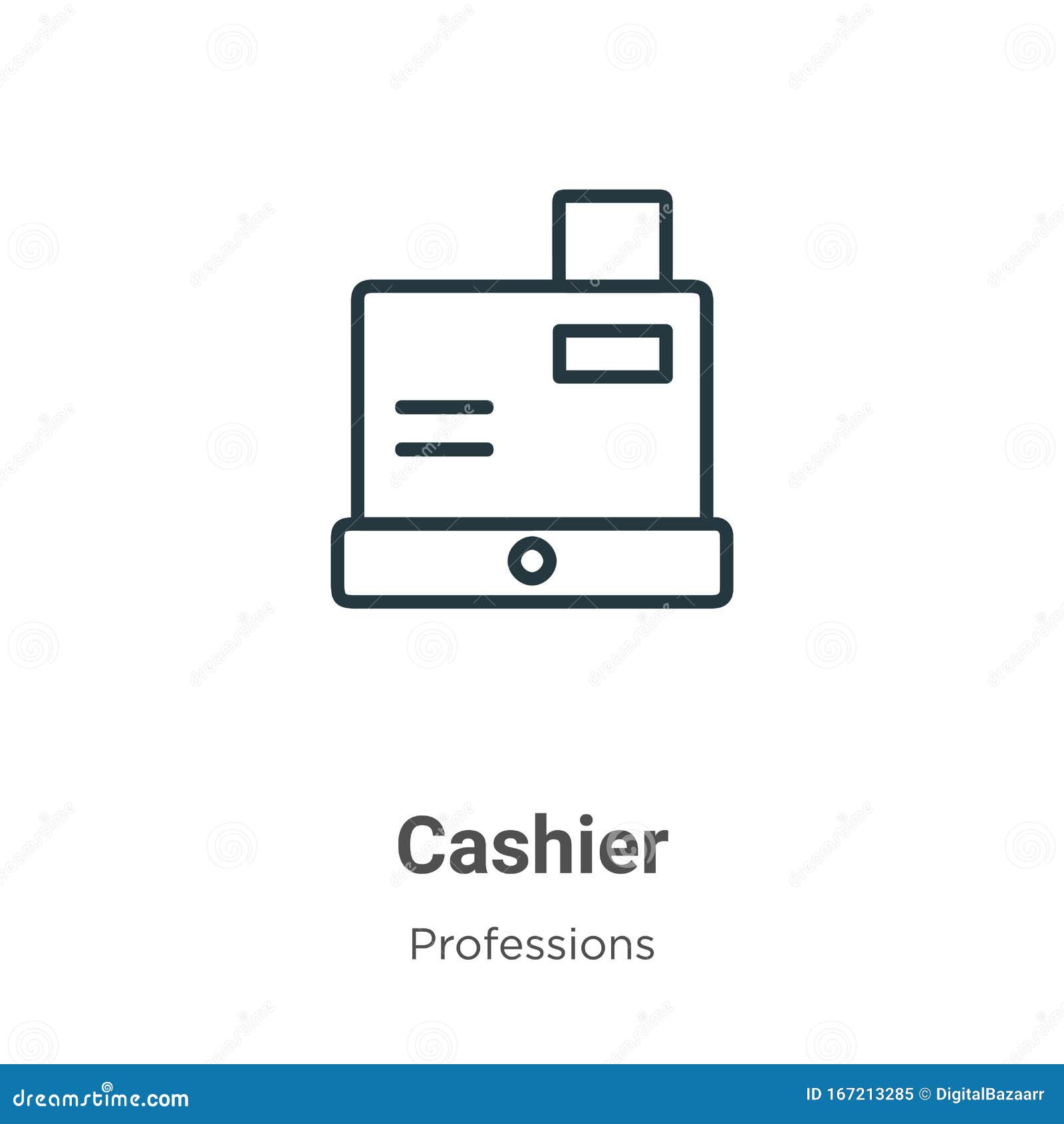 Cashier Outline Vector Icon. Thin Line Black Cashier Icon, Flat Vector ...