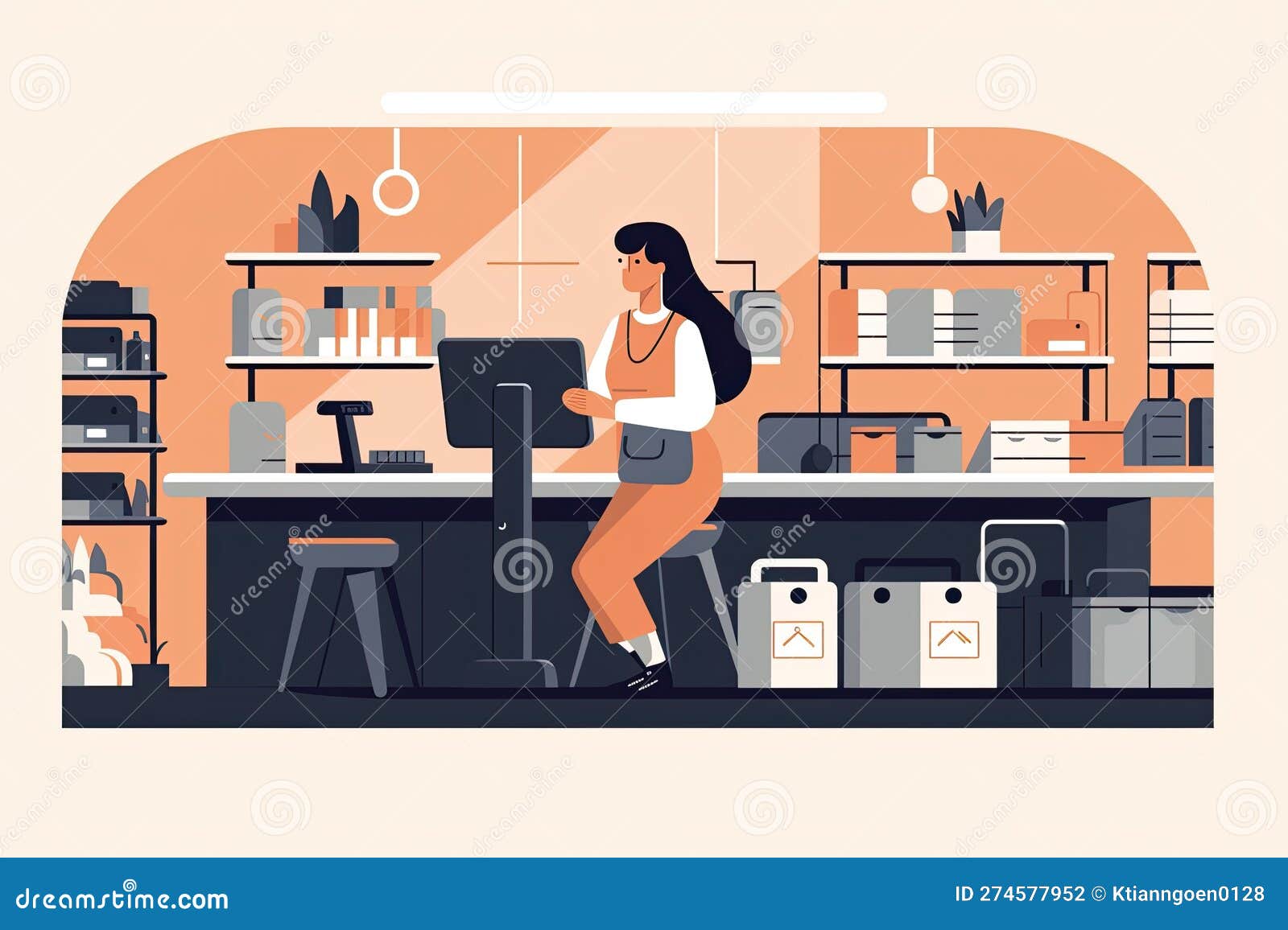 A Cashier Scanning Items and Processing Transactions at a Checkout ...