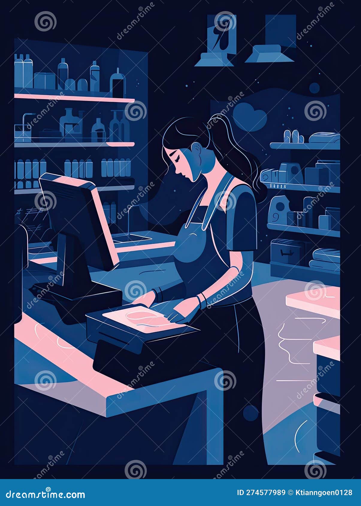 A Cashier Scanning Items and Processing Transactions at a Checkout ...