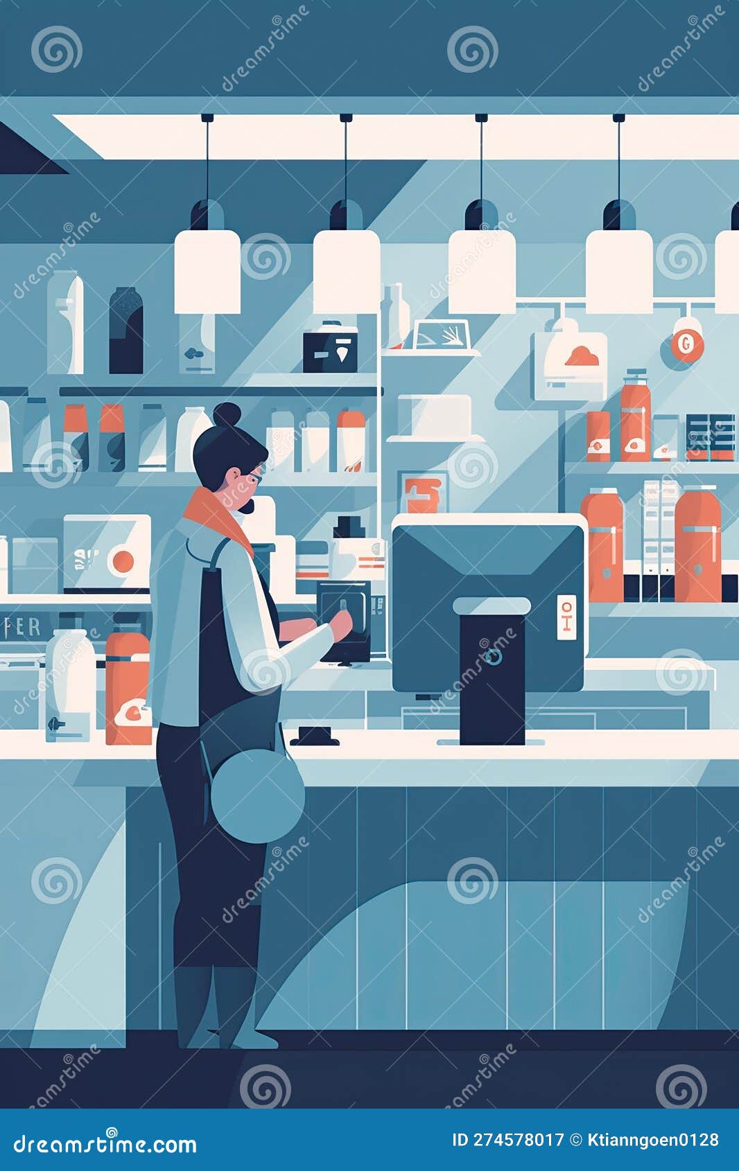 A Cashier Scanning Items and Processing Transactions at a Checkout ...