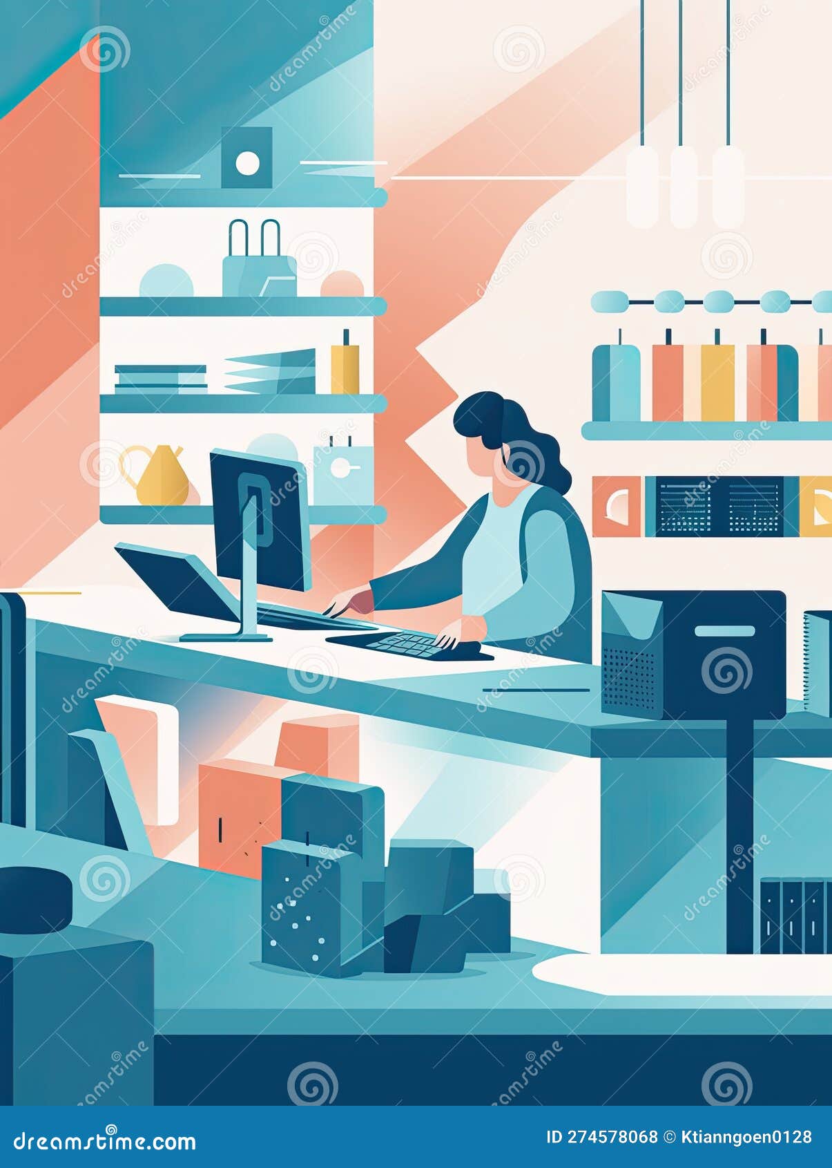 A Cashier Scanning Items and Processing Transactions at a Checkout ...