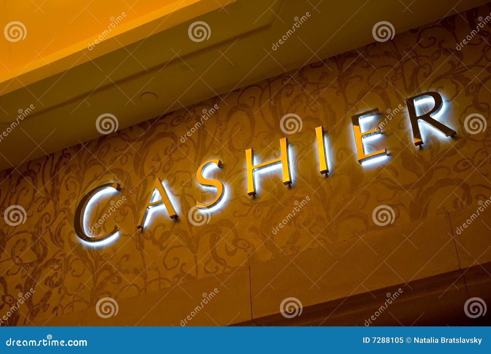 Cashier sign editorial image. Image of room, lobby, hall - 7288105