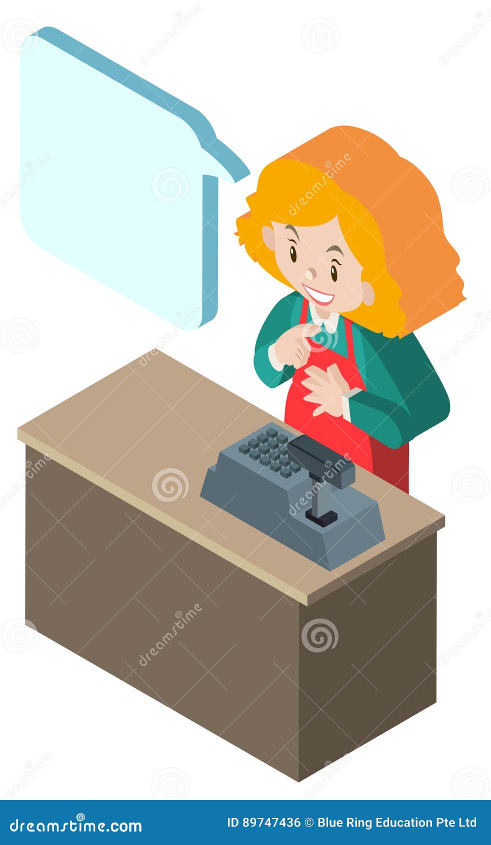 Cashier Working Behind The Desk Cartoon Vector | CartoonDealer.com ...