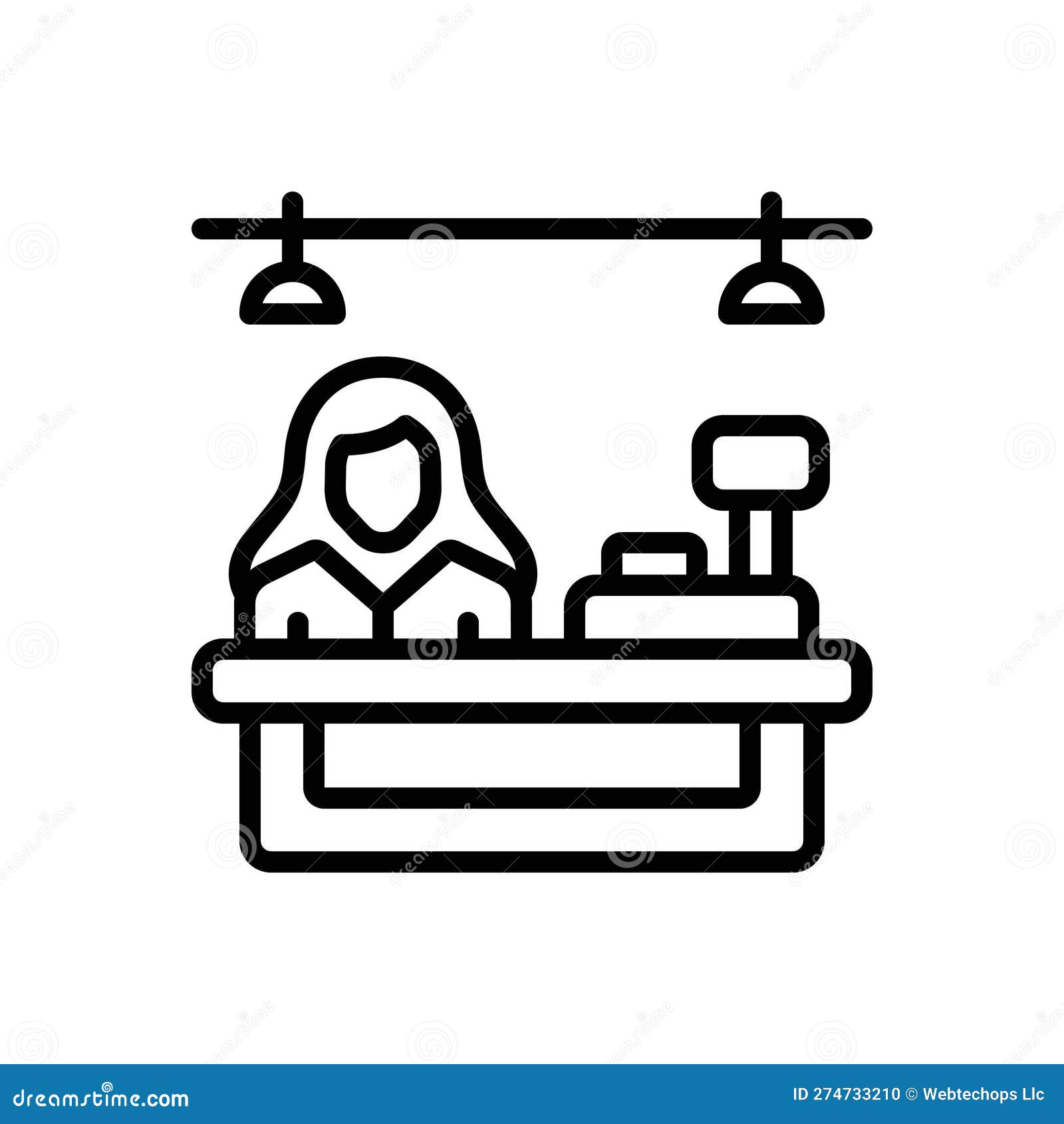 Black Line Icon for Cashiers, Clerk and Retail Stock Vector ...