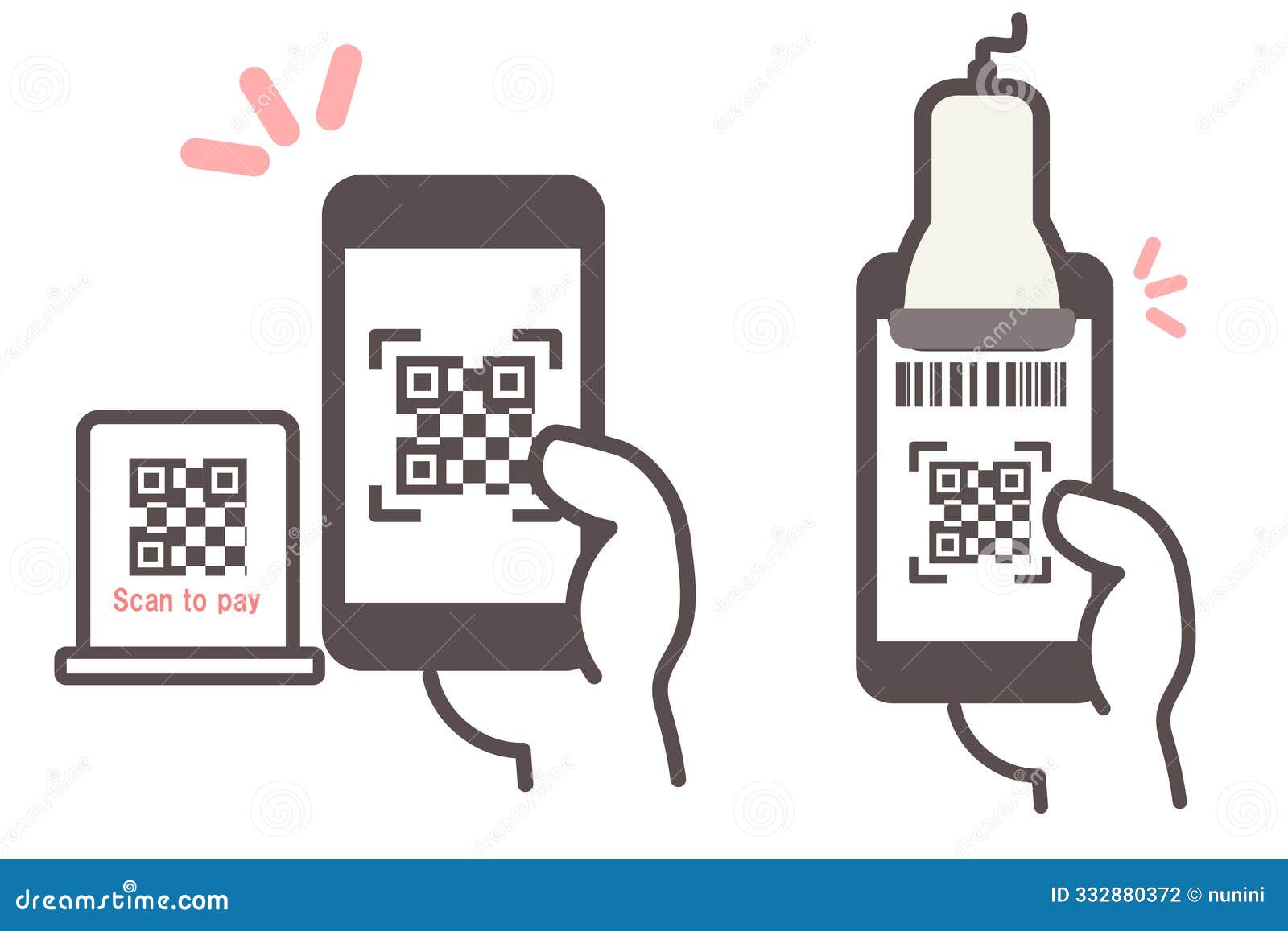 Cashless Payment or Code 2D Barcode Barcode Payment Stock Vector ...