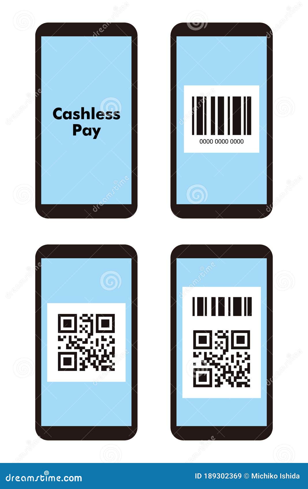 Cashless Payment Image of Smartphone Barcode and QR Code Stock Vector ...