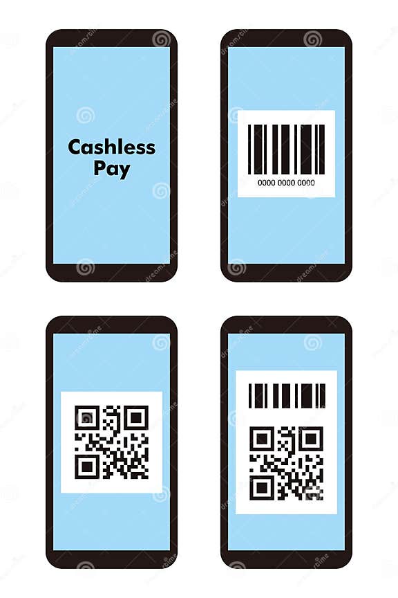 Cashless Payment Image of Smartphone Barcode and QR Code Stock Vector ...