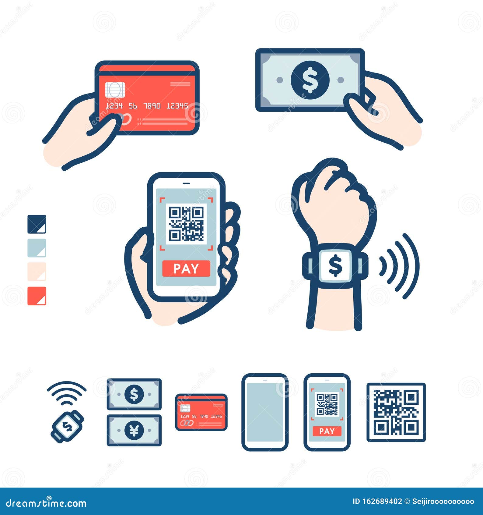 Cashless_various Payment Methods Stock Vector - Illustration of watch ...